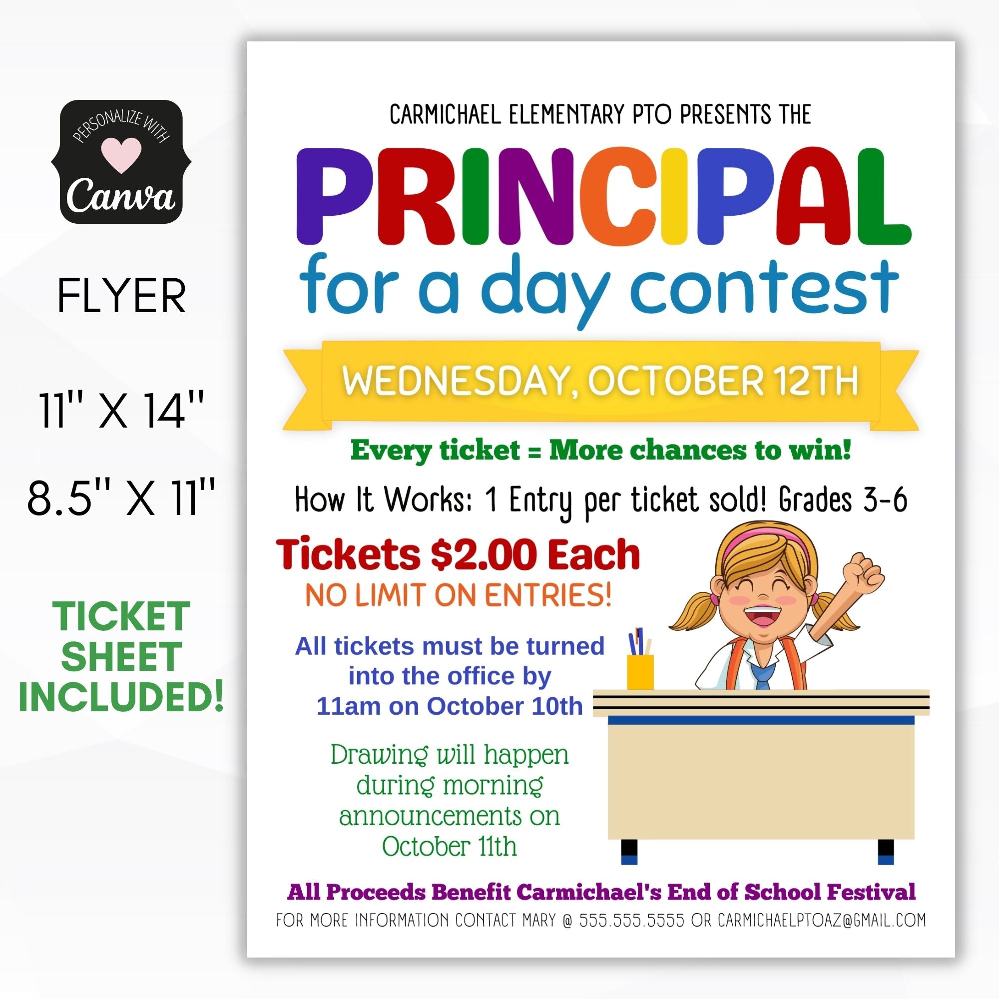 School Fundraiser Flyer Principal Contest – Simple Desert Designs