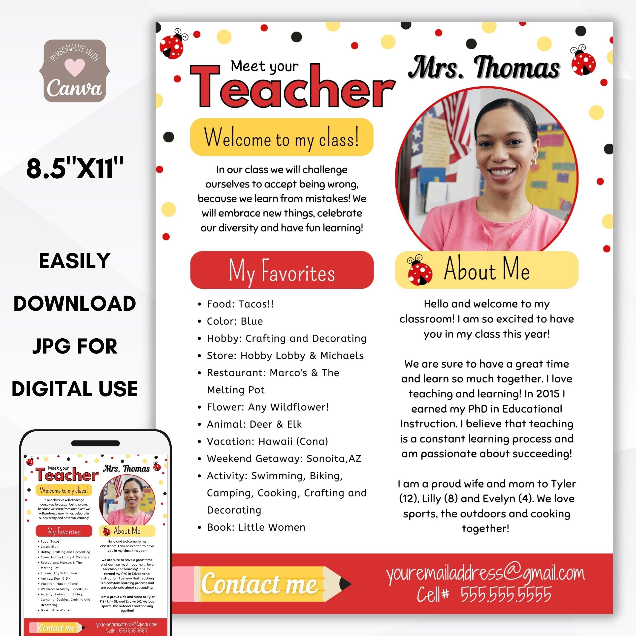 Ladybug Meet the Teacher Flyer – Simple Desert Designs