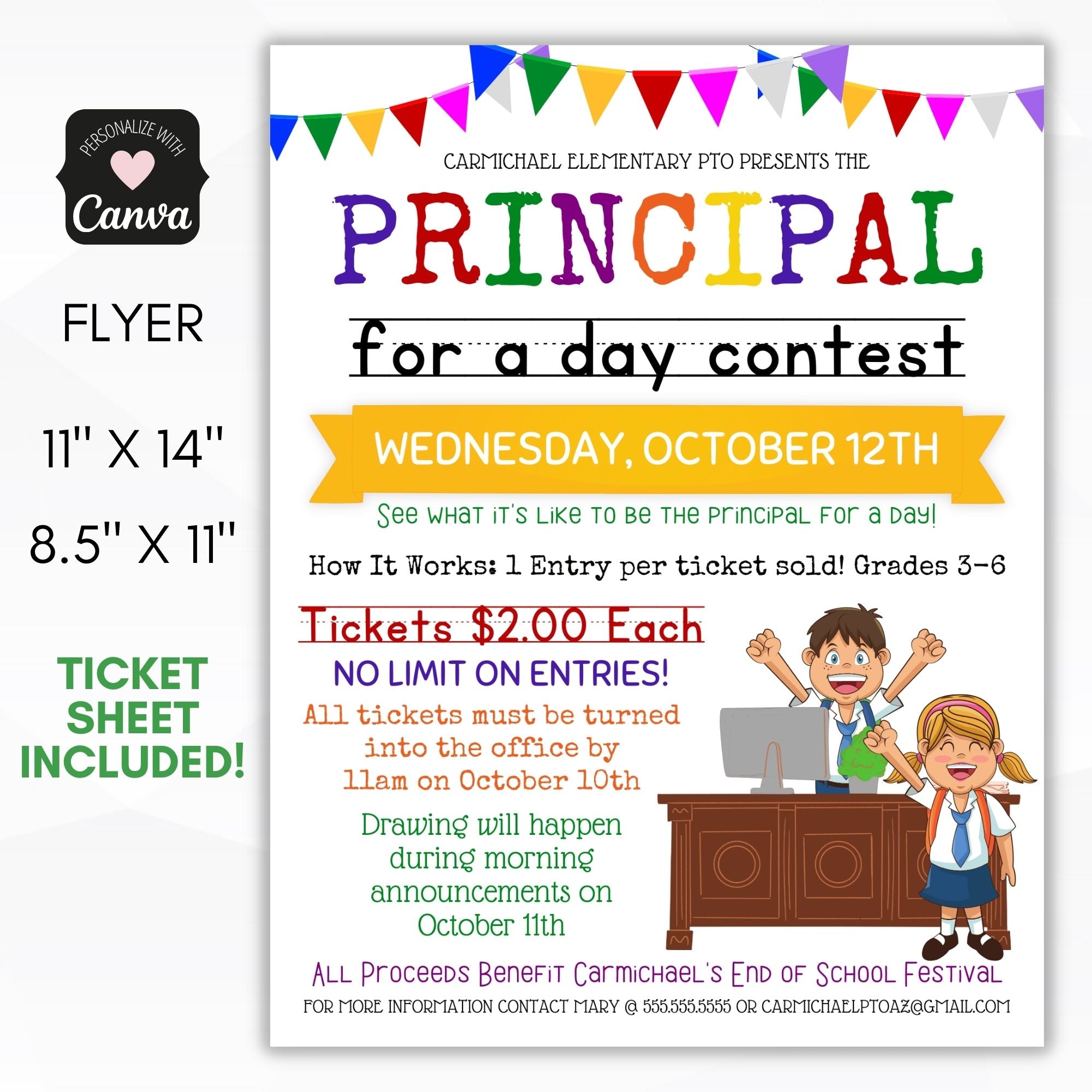 Principal for a Day Fundraiser Flyer – Simple Desert Designs