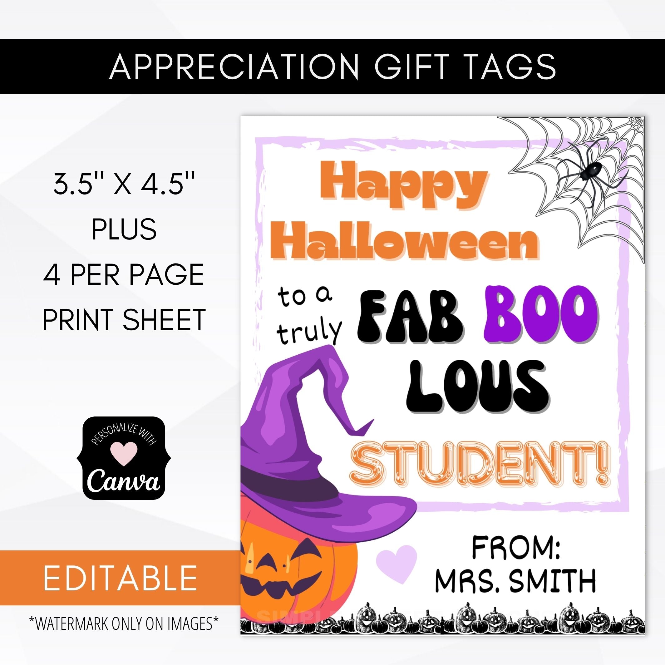 Halloween Student Treat Tags – Simple Desert Designs