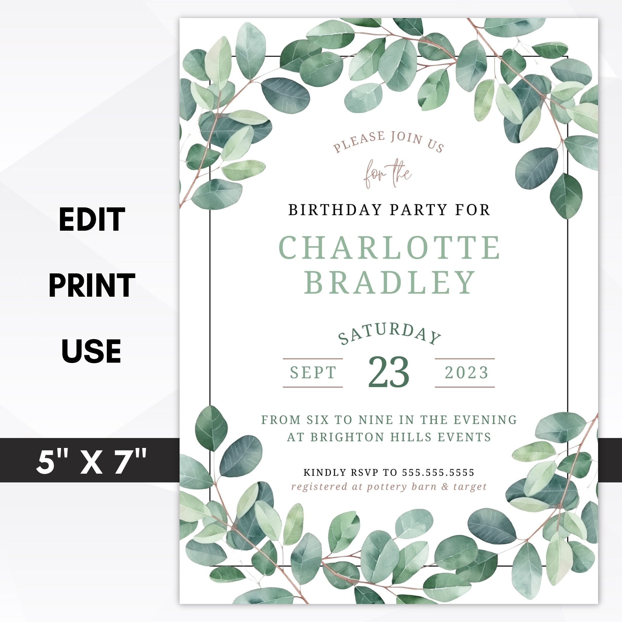 Farmhouse Eucalyptus Birthday Invite – Simple Desert Designs