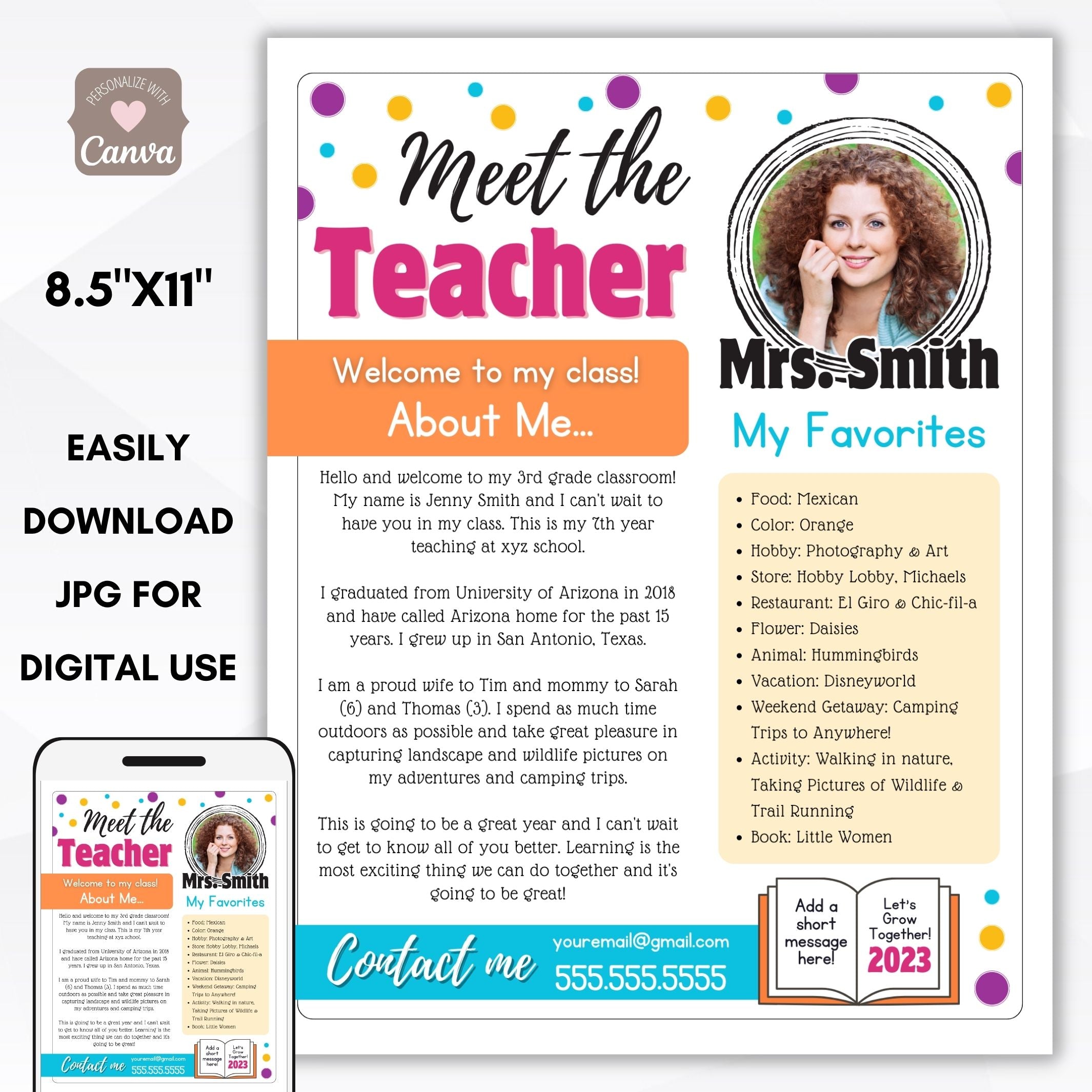 Bright Polka Dot Meet the Teacher Flyer – Simple Desert Designs