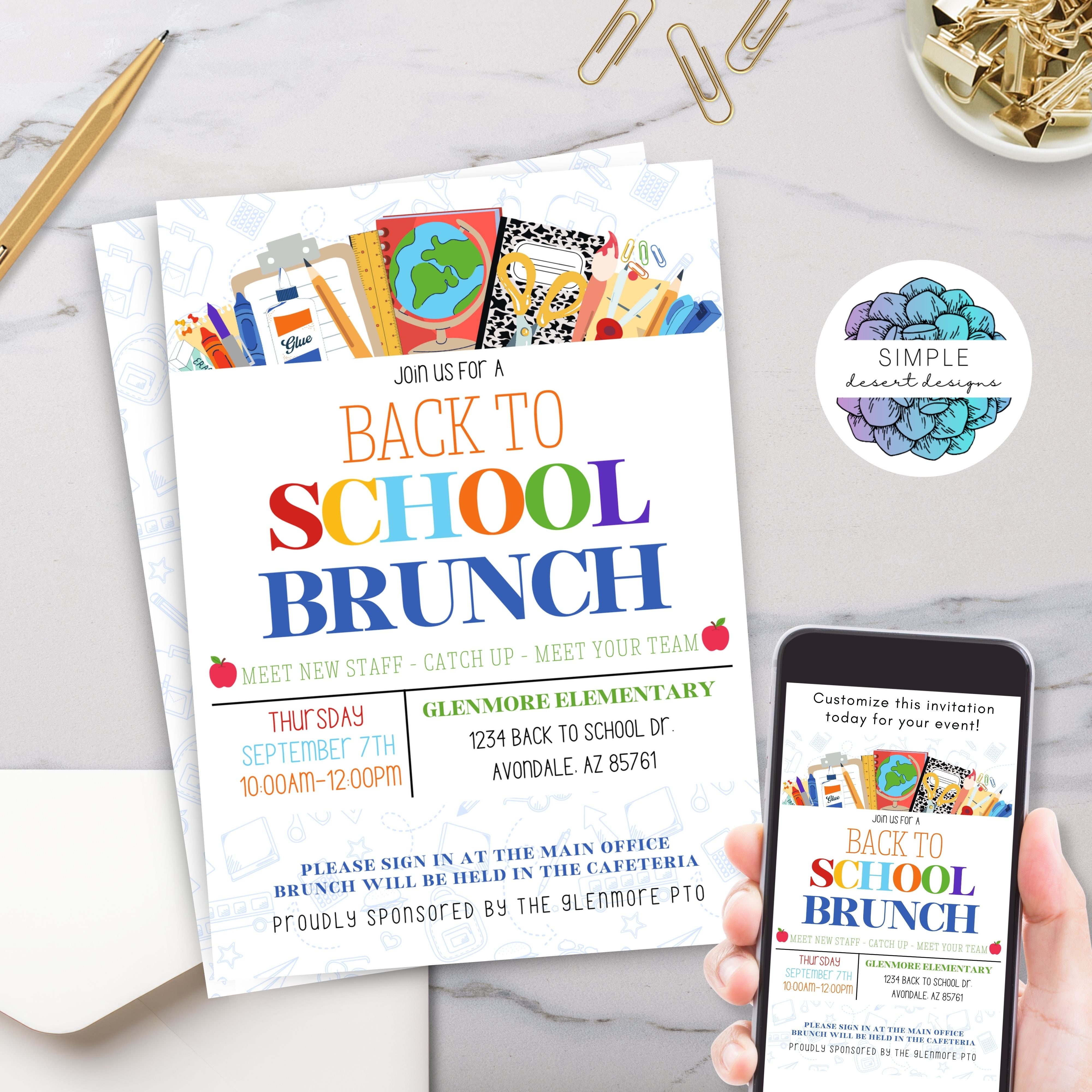 Back to School Luncheon Party Invitation – Simple Desert Designs