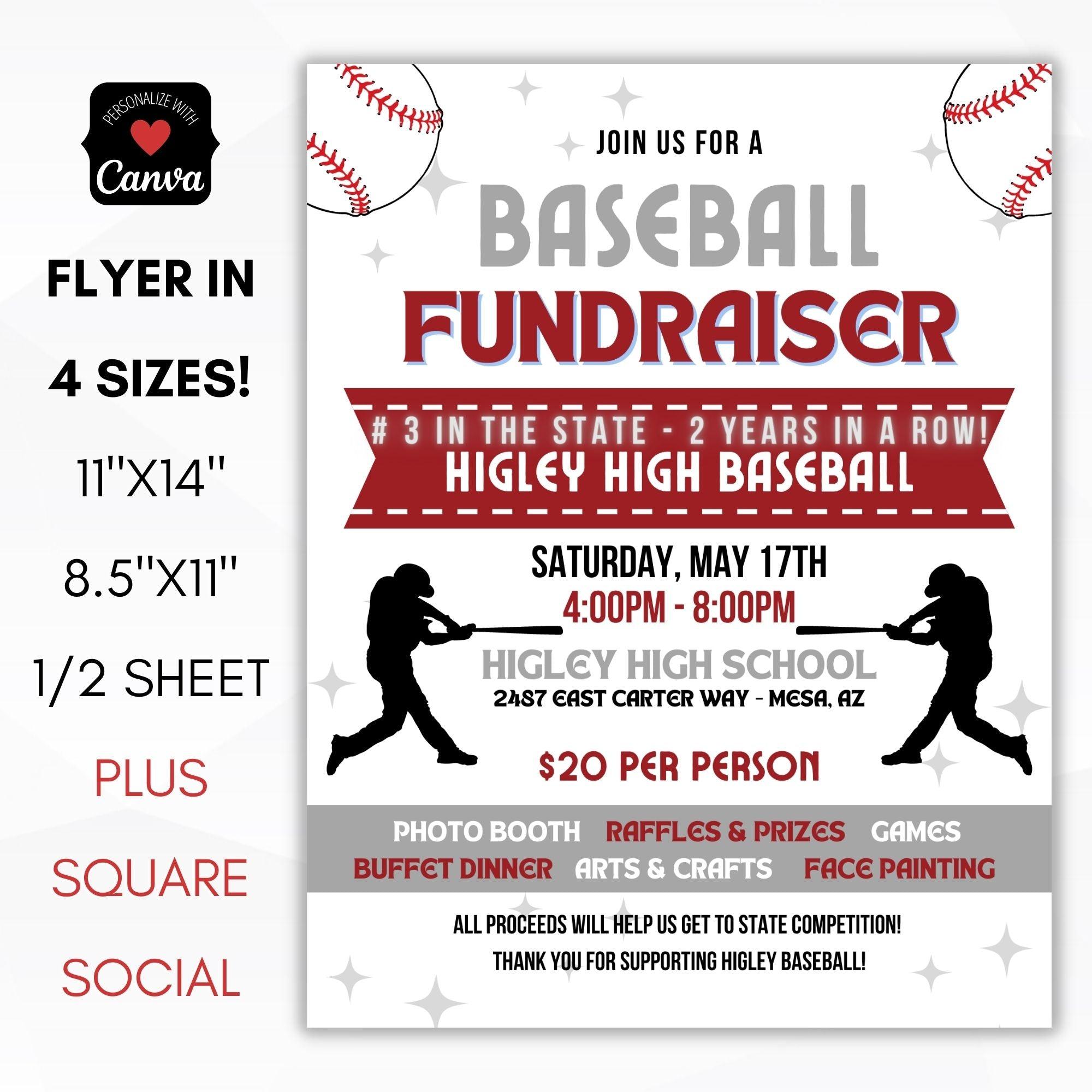 Baseball Fundraiser Flyer Invitation Set – Simple Desert Designs