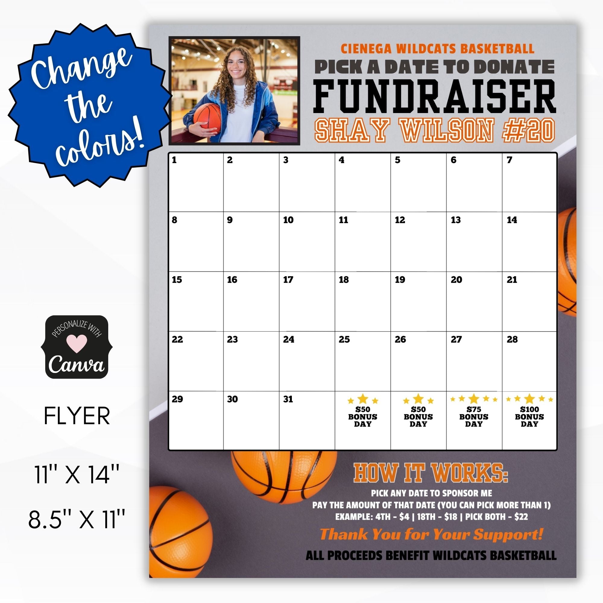 Basketball Cash Calendar Fundraiser – Simple Desert Designs