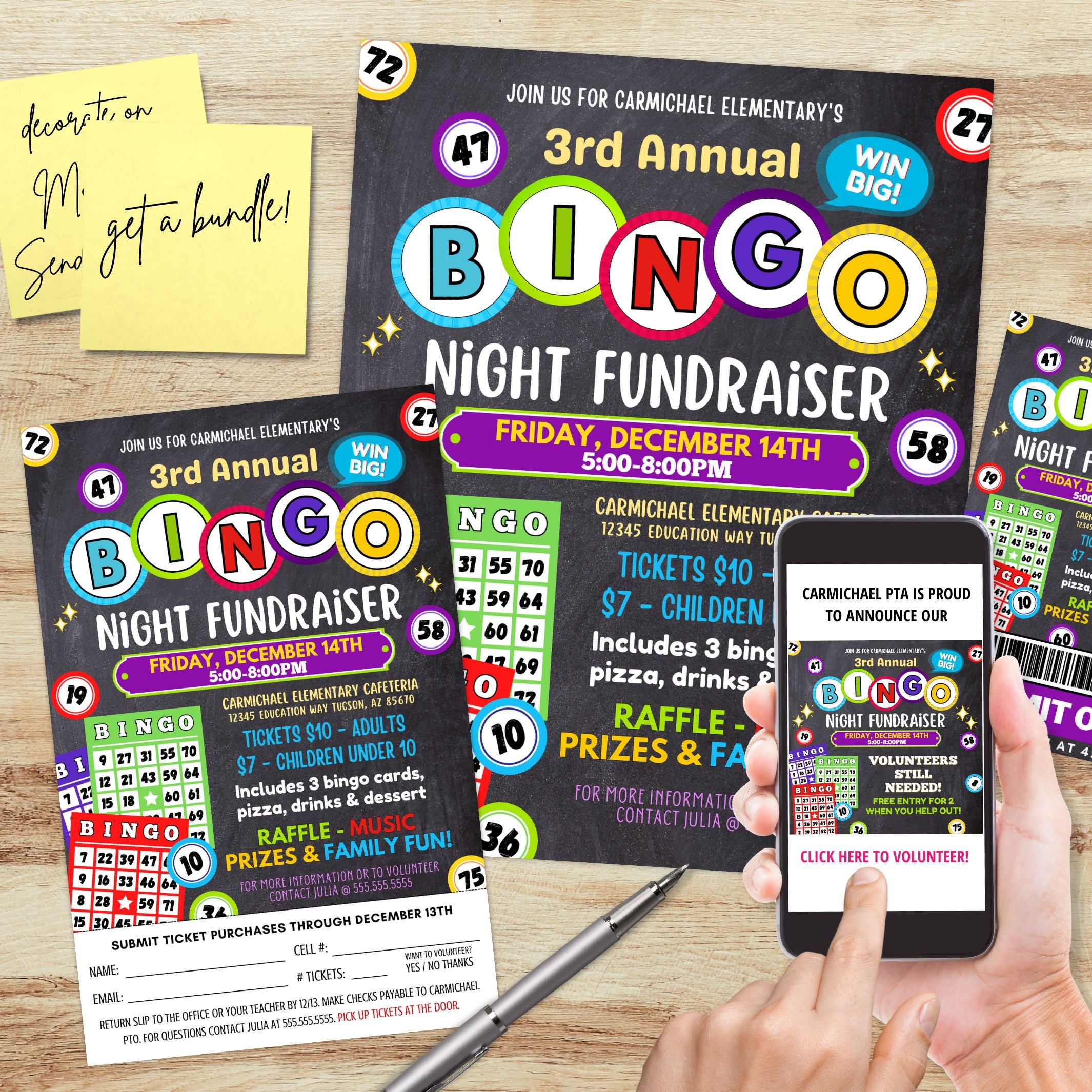 Bingo for Fundraising Flyer Bundle – Simple Desert Designs
