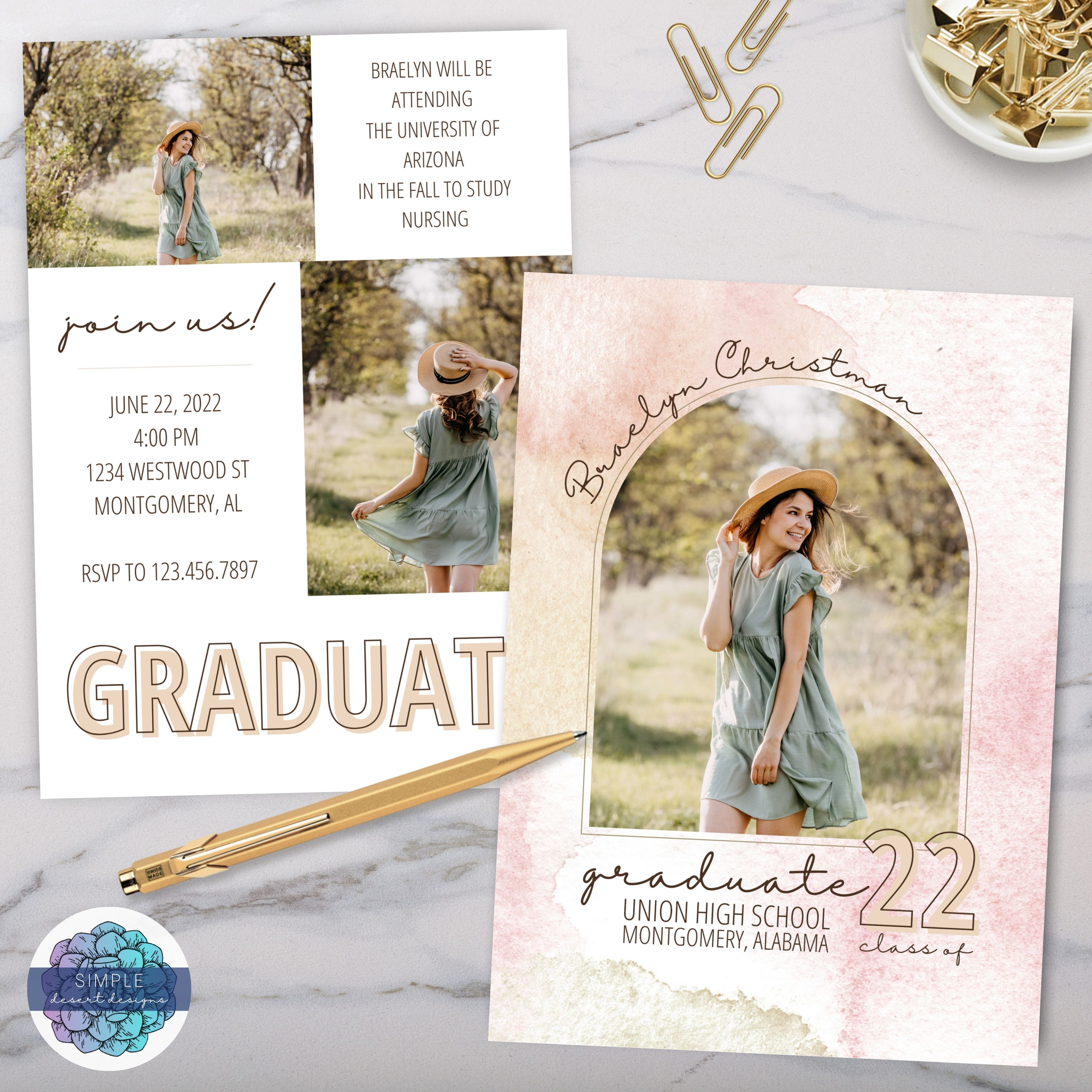 Boho Arch Graduation Announcement Invite – Simple Desert Designs