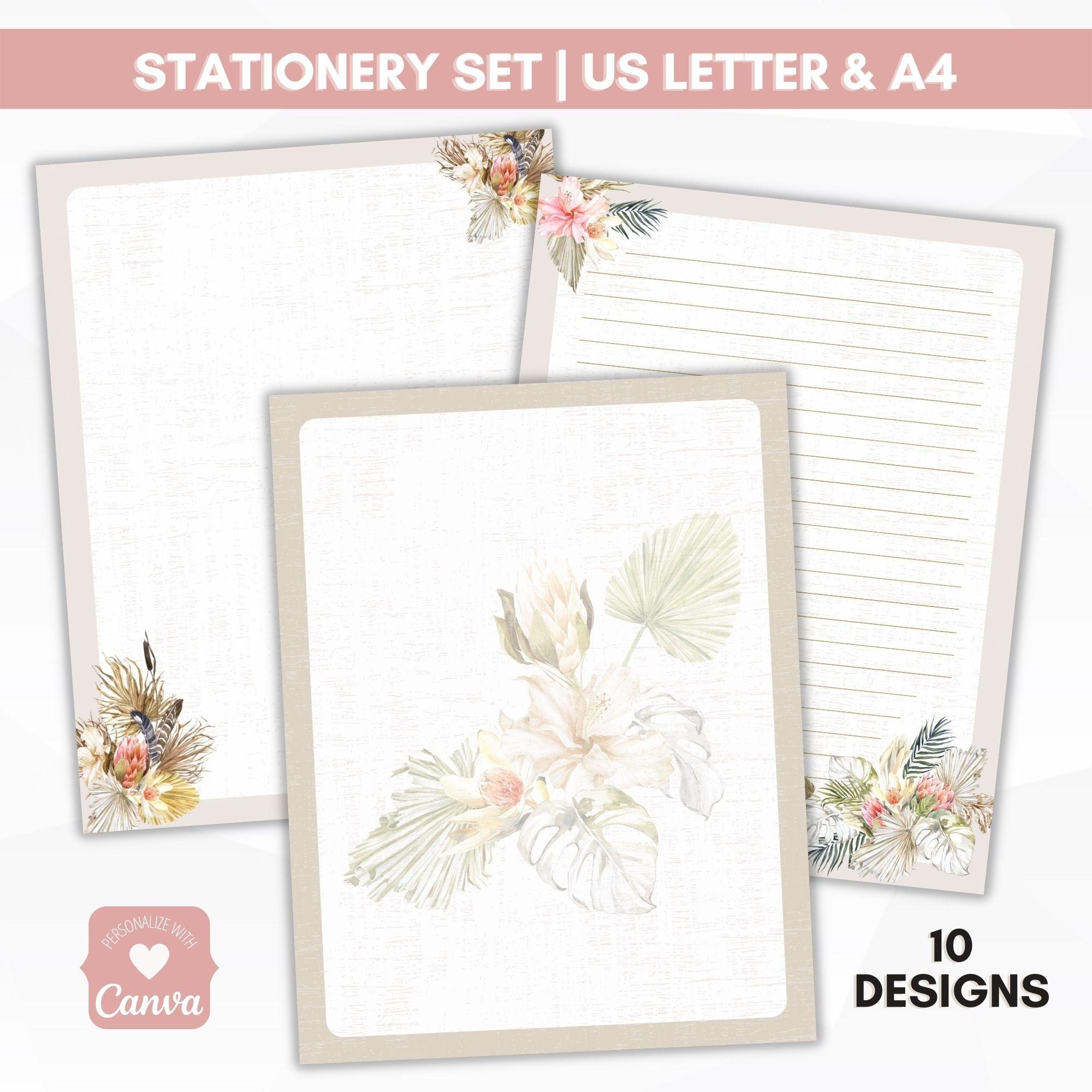 Boho Tropical Floral Journal Paper Set – Simple Desert Designs