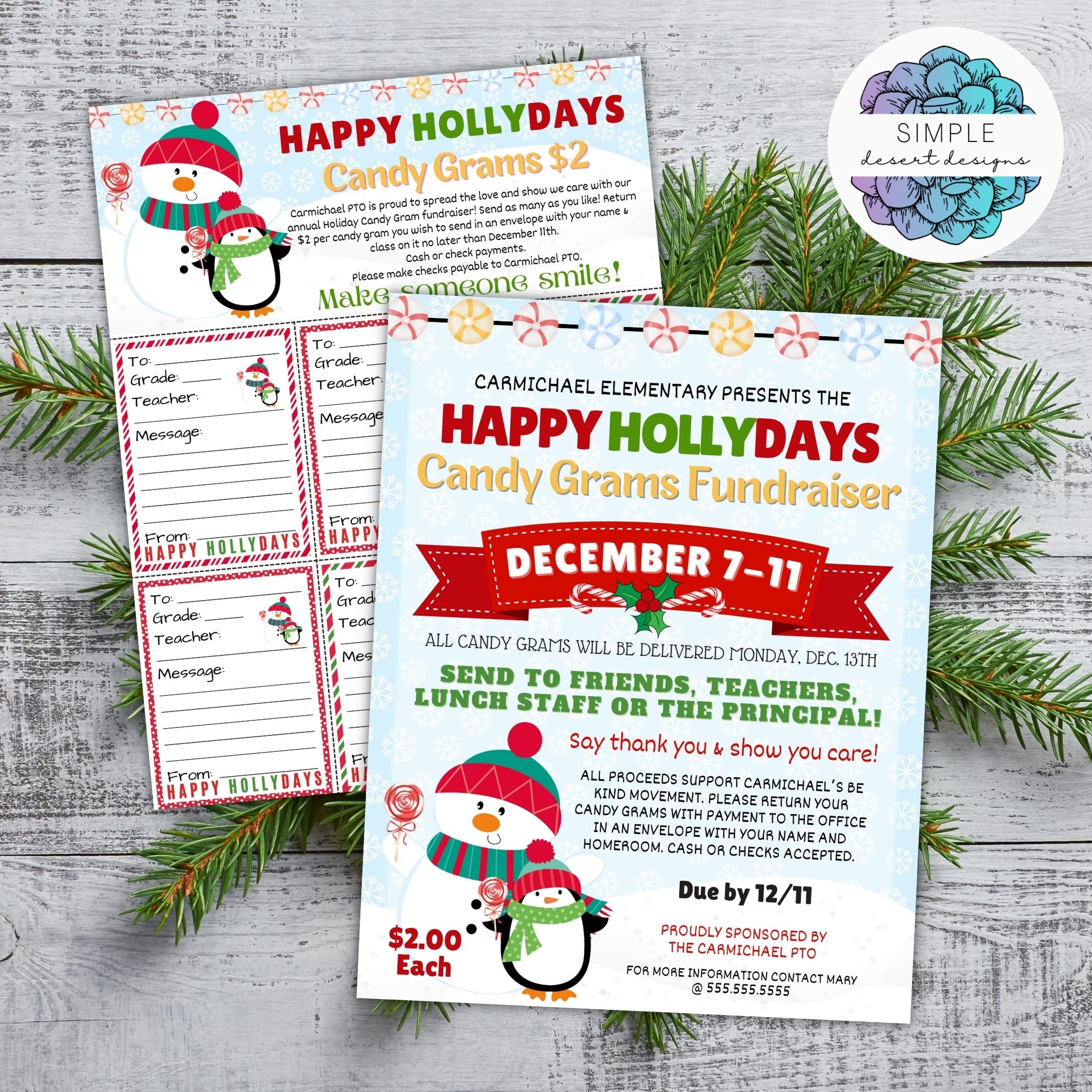 Holiday Candy Gram Fundraiser Set – Simple Desert Designs