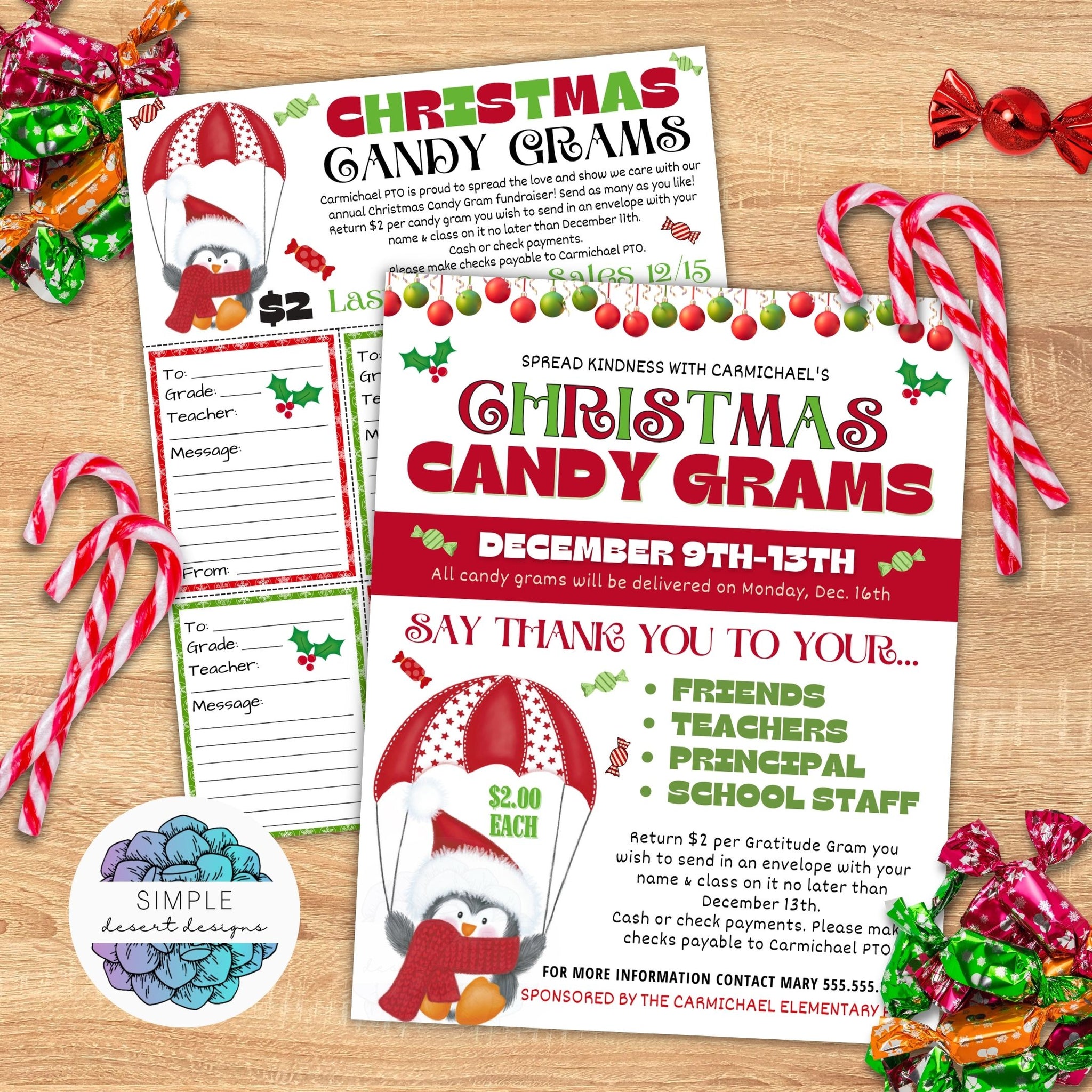Christmas Candy Gram Flyer Template - Simple Desert Designs