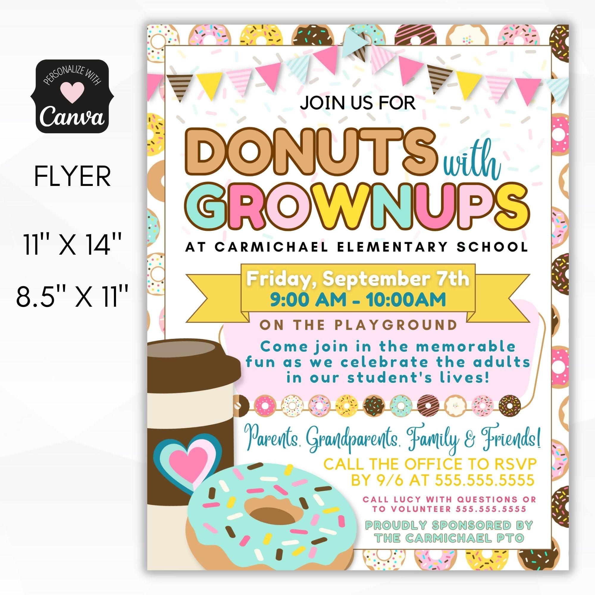 Cute Donuts with Grownups Flyer – Simple Desert Designs