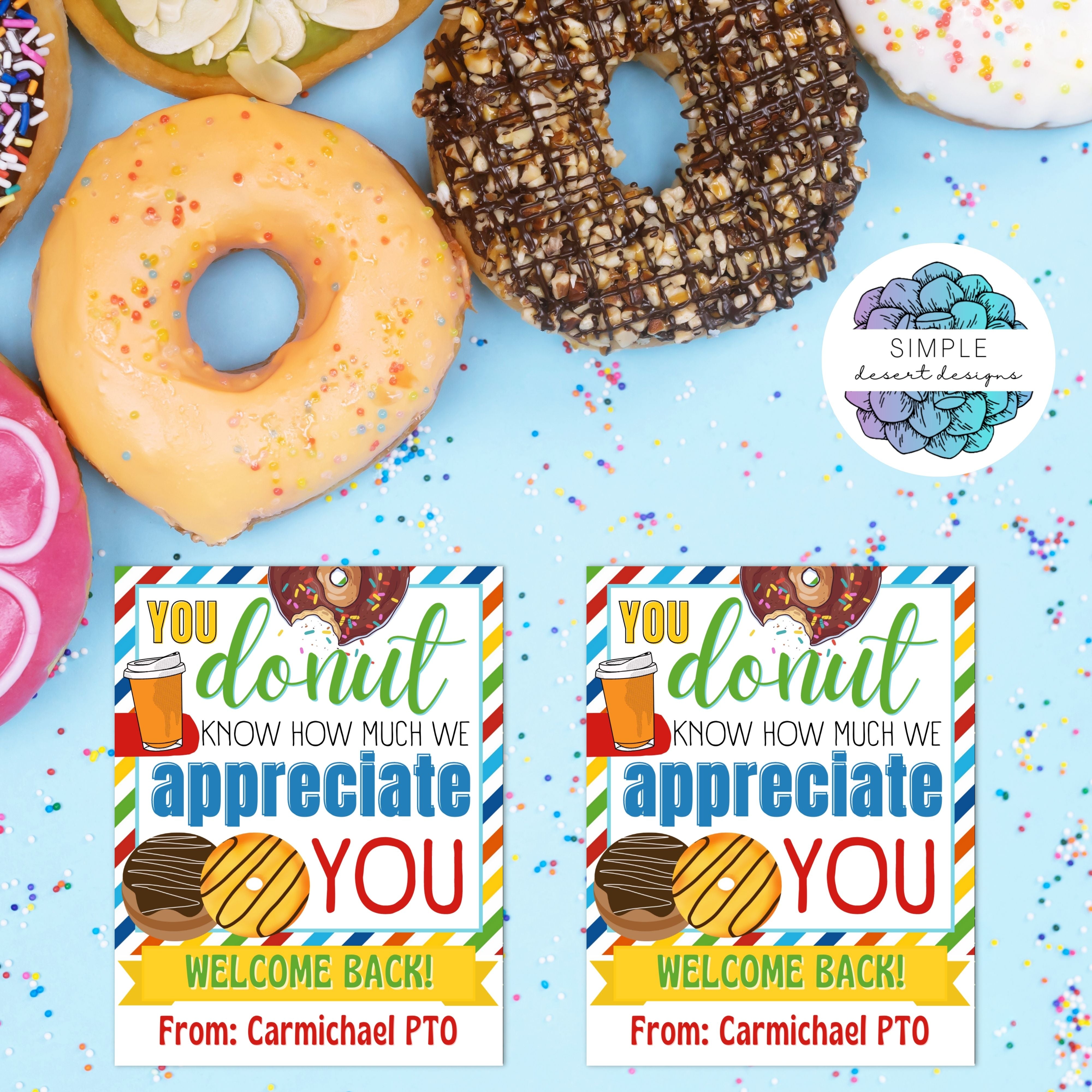 Donut Appreciation Tags Back to School – Simple Desert Designs