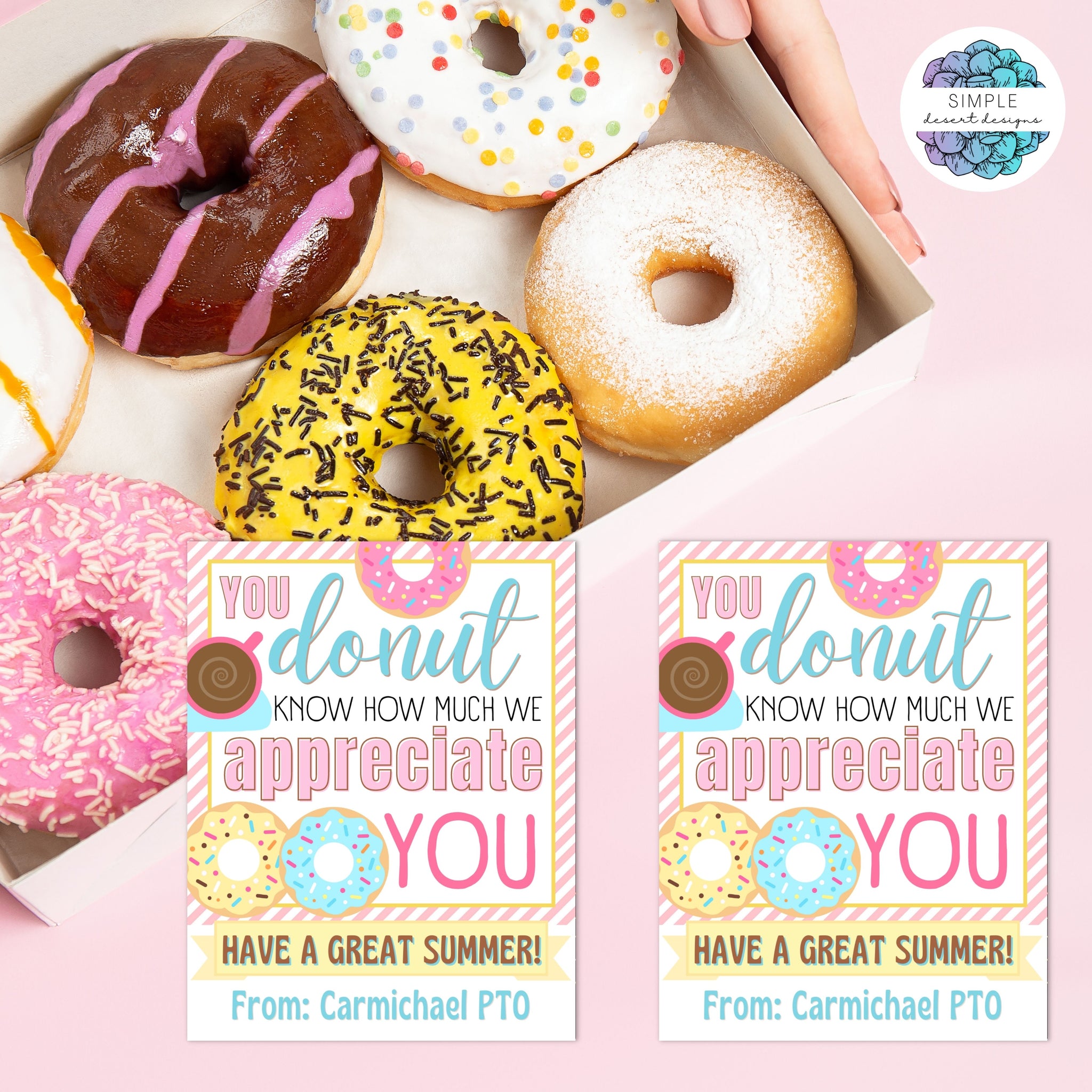 Editable Donut Appreciation Tag - Simple Desert Designs