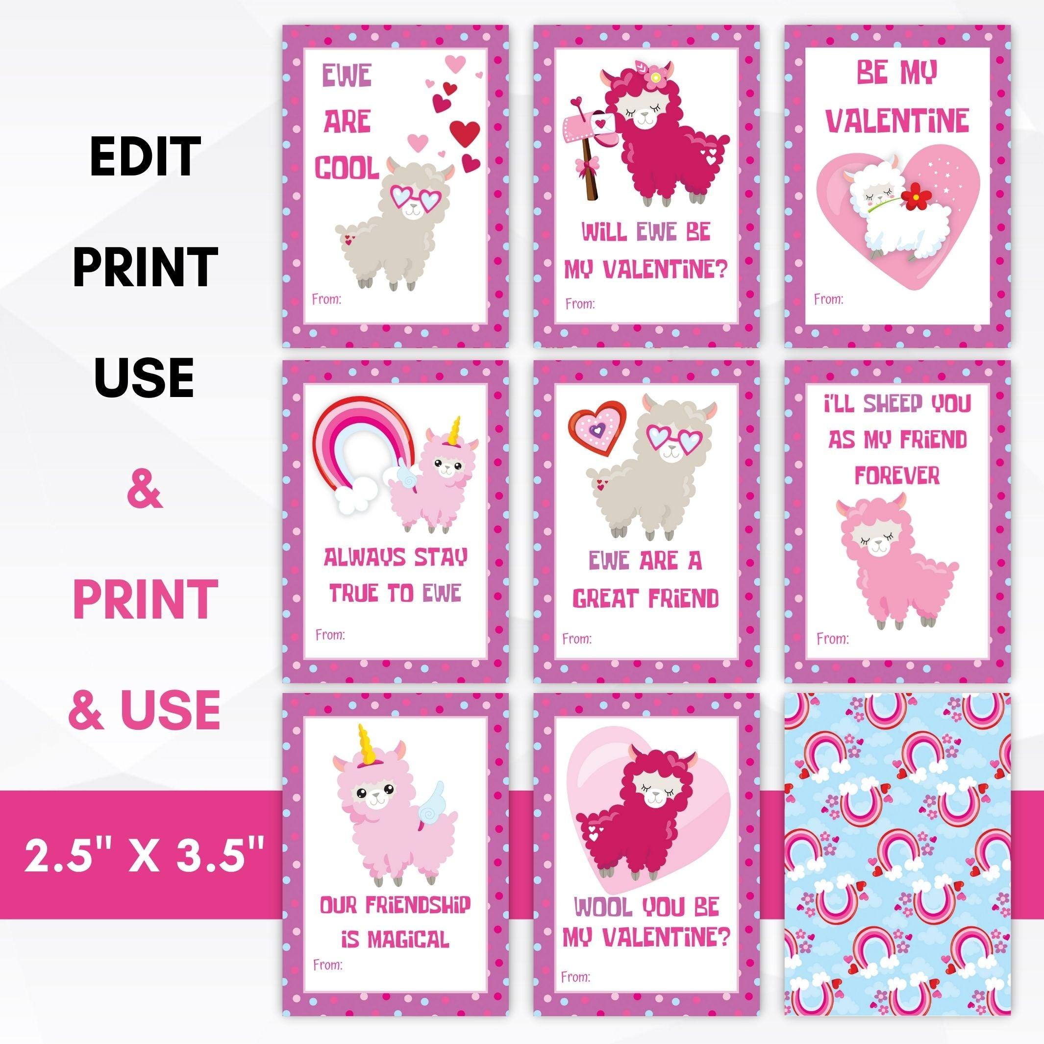 Editable Sheep Classroom Valentines Cards – Simple Desert Designs