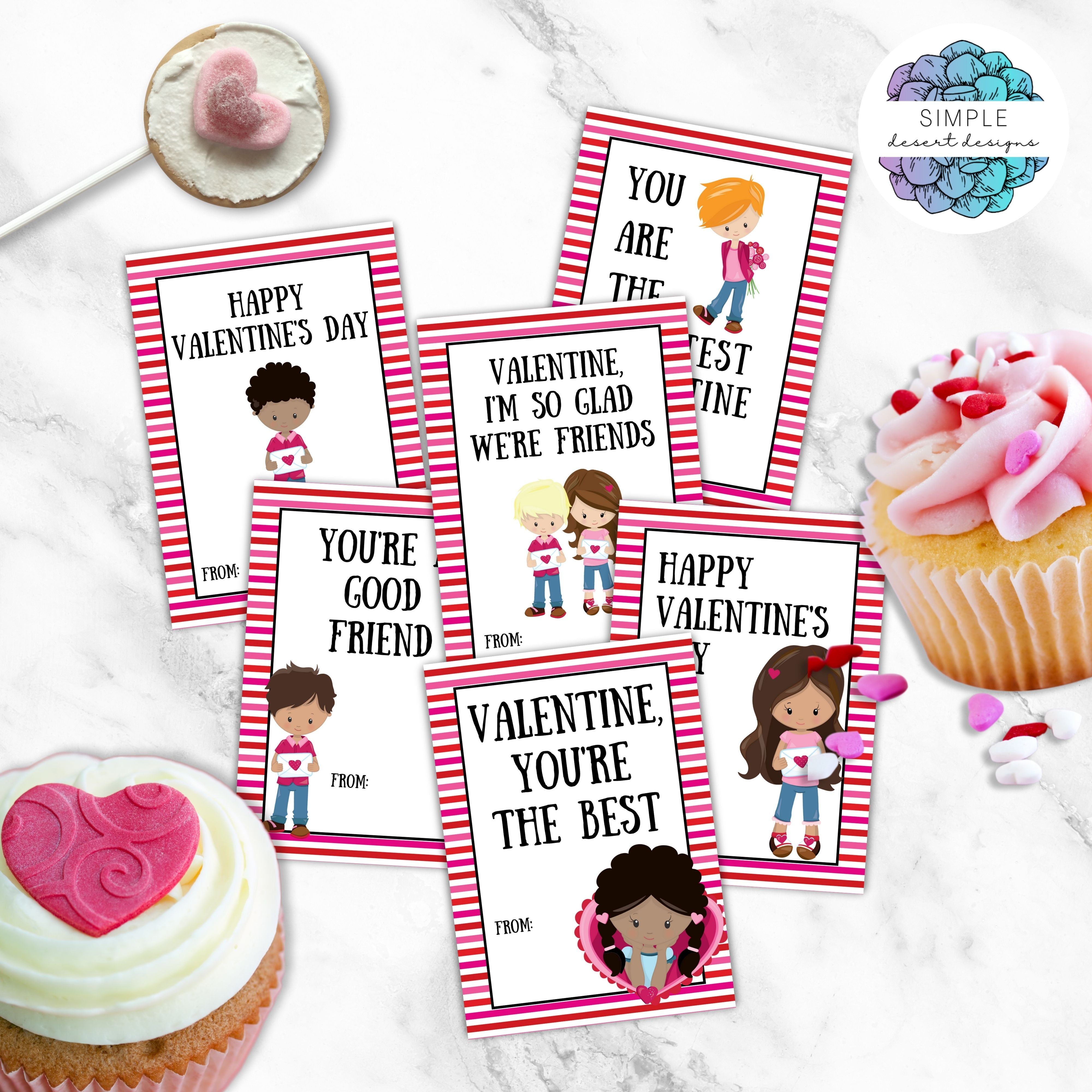 Editable Kids Classroom Valentines Cards – Simple Desert Designs
