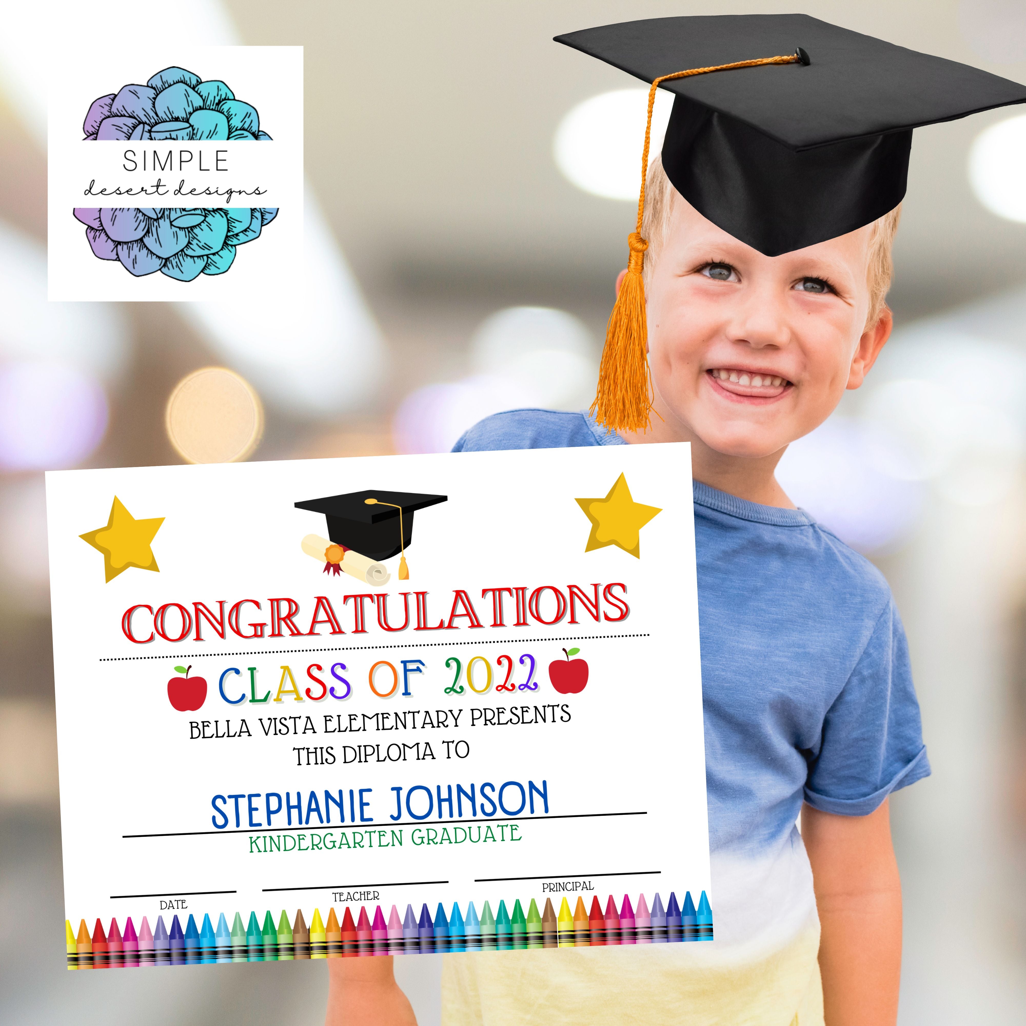 Kindergarten Graduation Ceremony Diploma – Simple Desert Designs