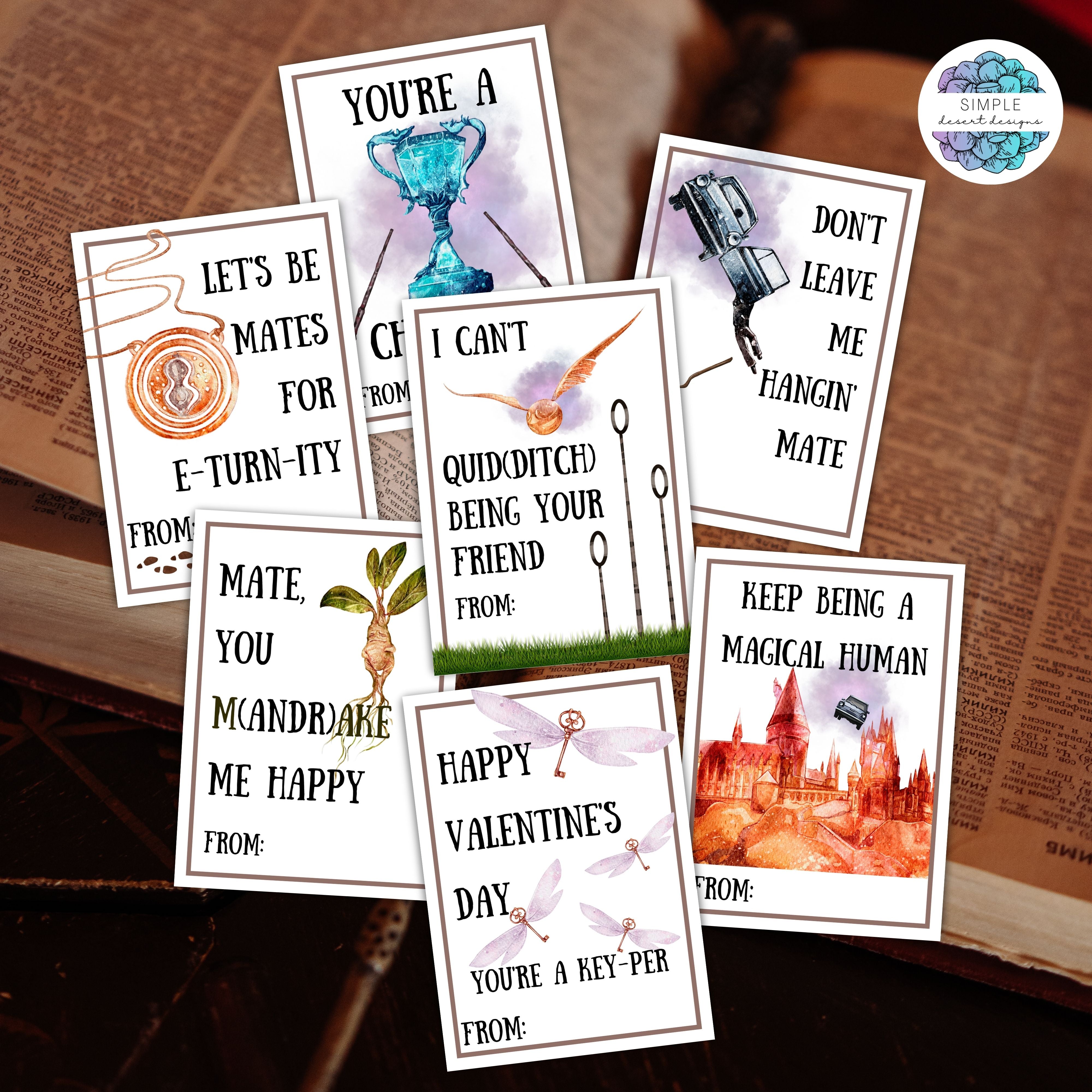Editable Punny Wizard Valentines Cards – Simple Desert Designs