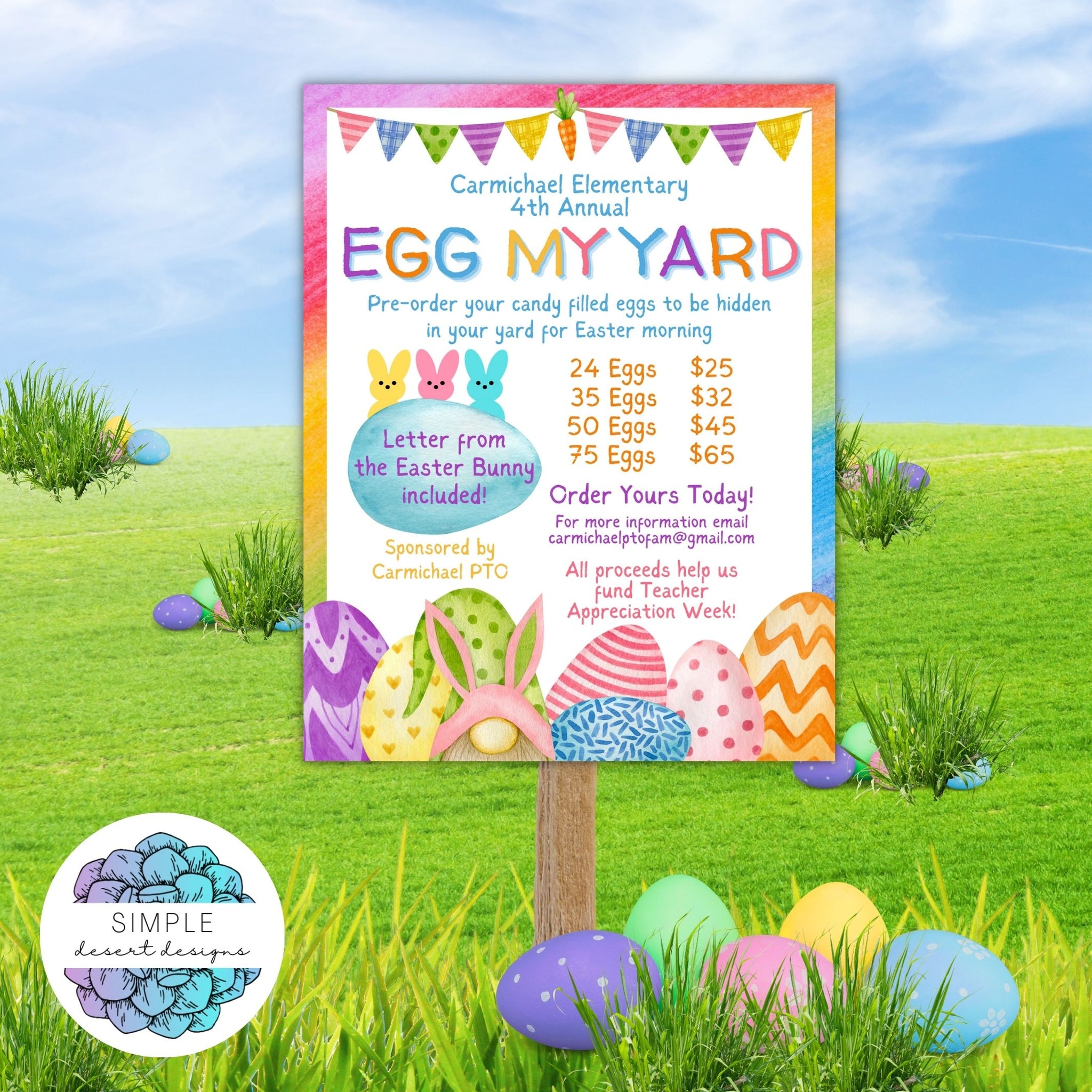 Egg My Yard Fundraiser Flyer Template - Simple Desert Designs