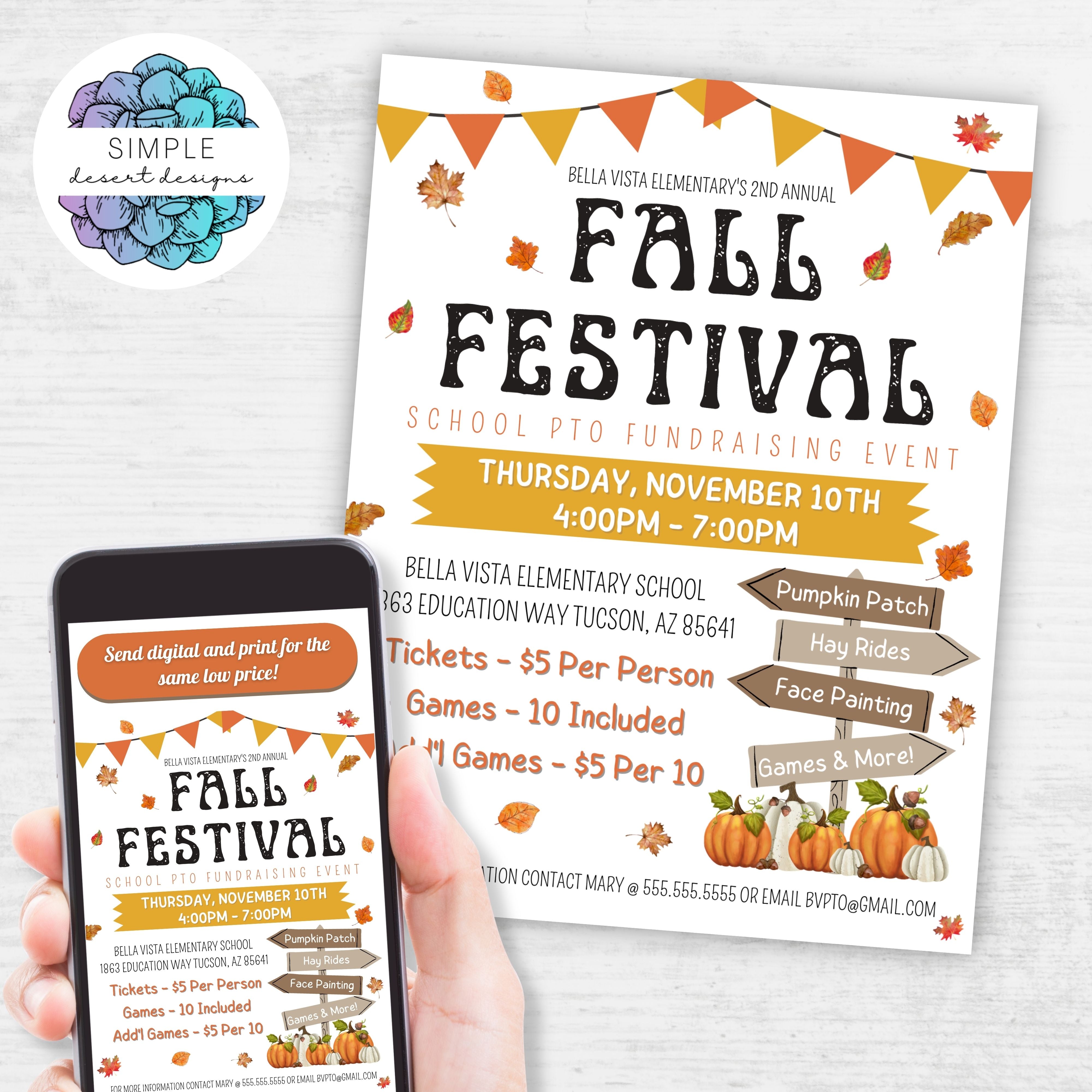 Fall Festival Flyer Sign Poster Set – Simple Desert Designs