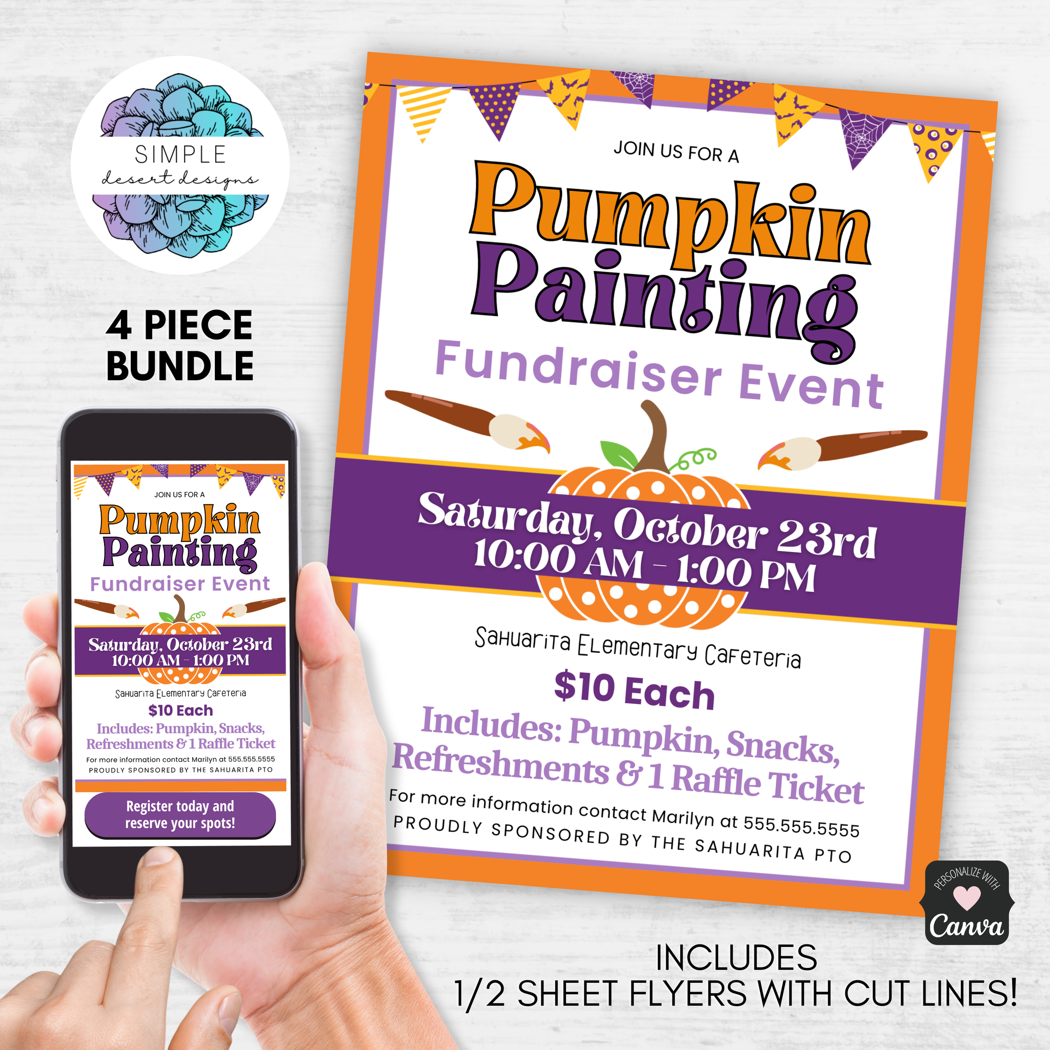 Fall Pumpkin Painting Flyer Template - Simple Desert Designs