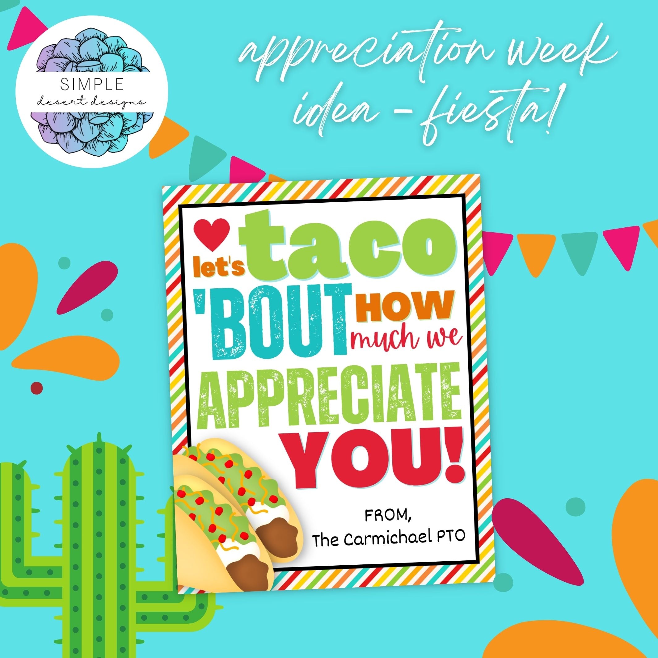 Cafeteria Staff Taco Appreciation Tag – Simple Desert Designs