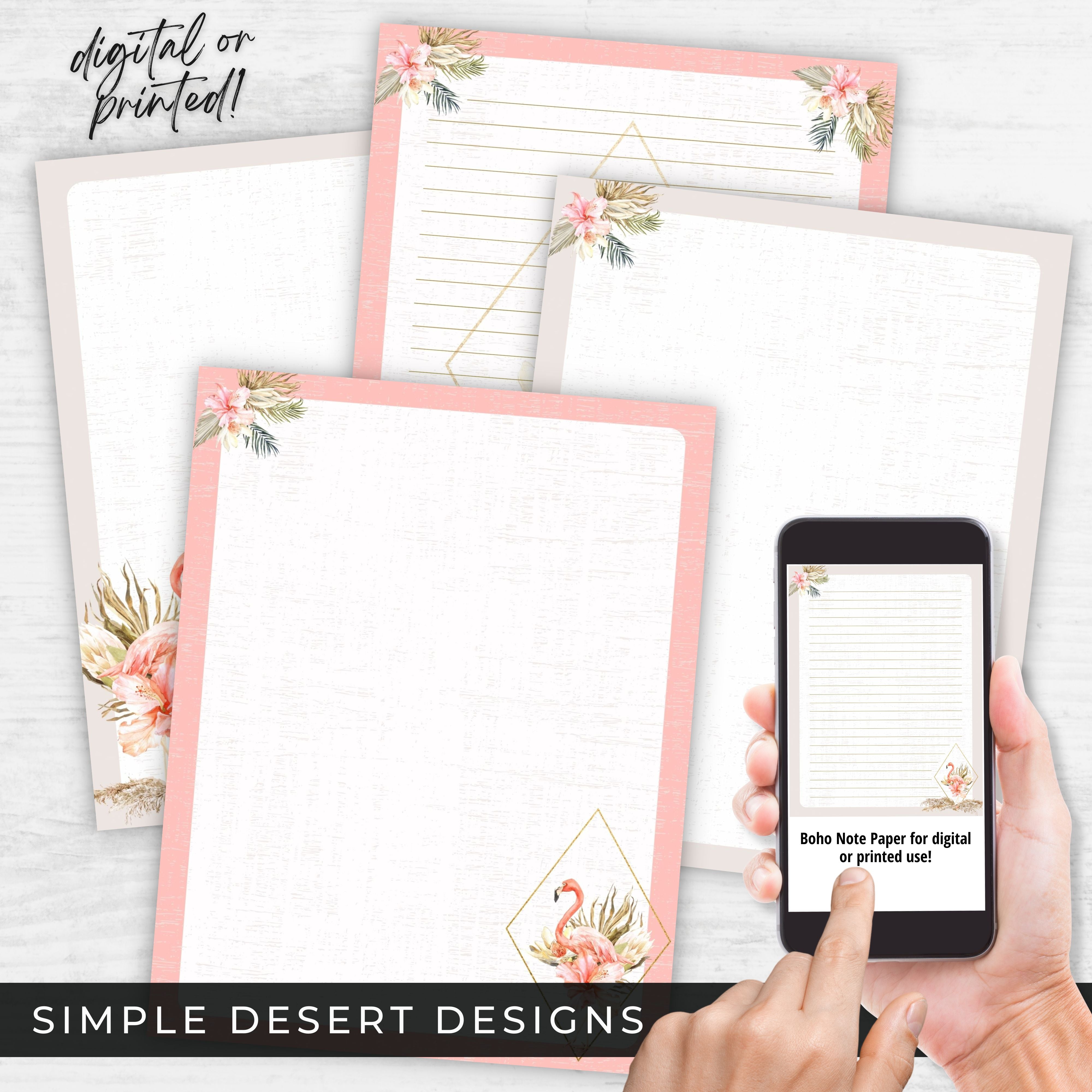 Flamingo Journal Paper Stationery Set – Simple Desert Designs