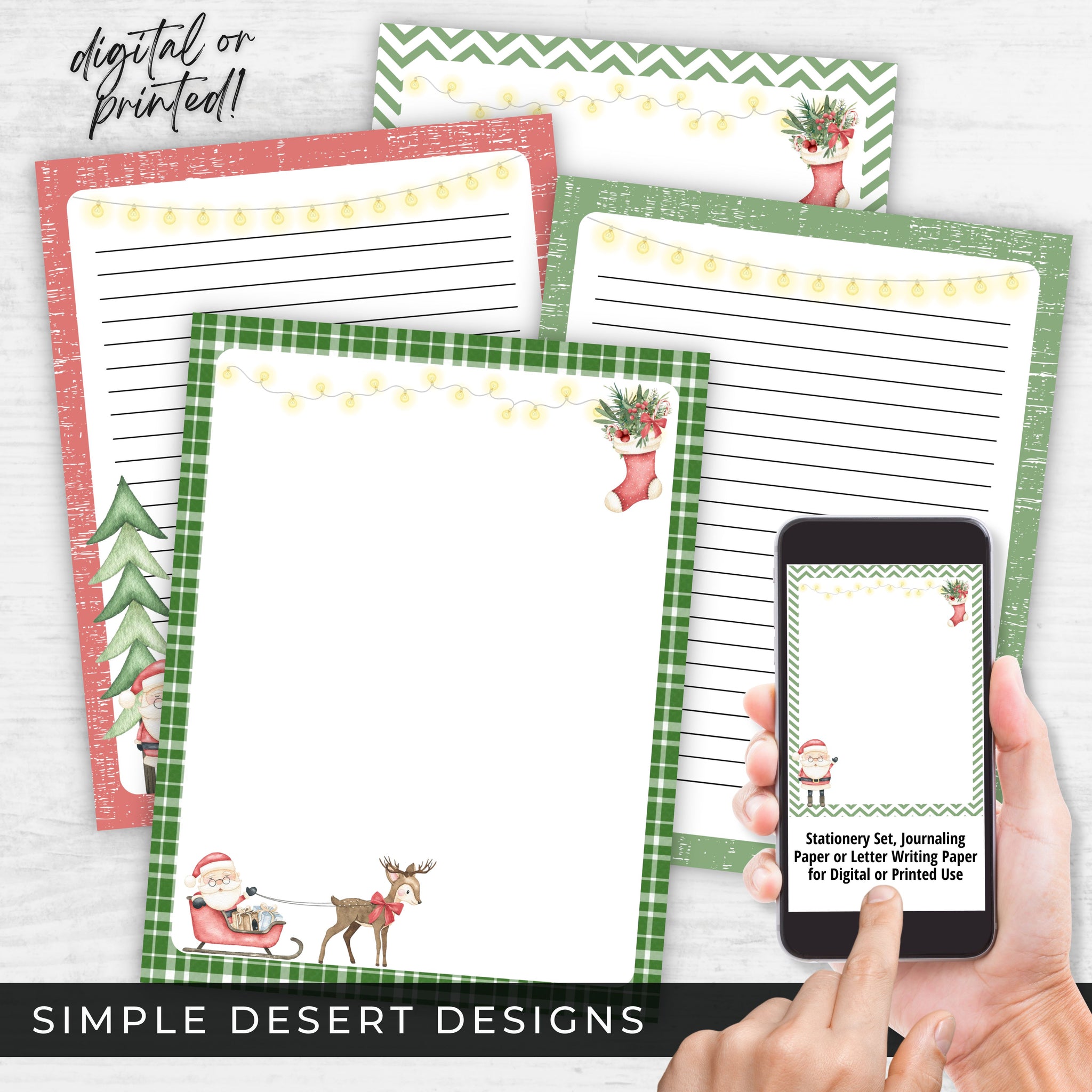 Santa Christmas Stationery Set - Simple Desert Designs