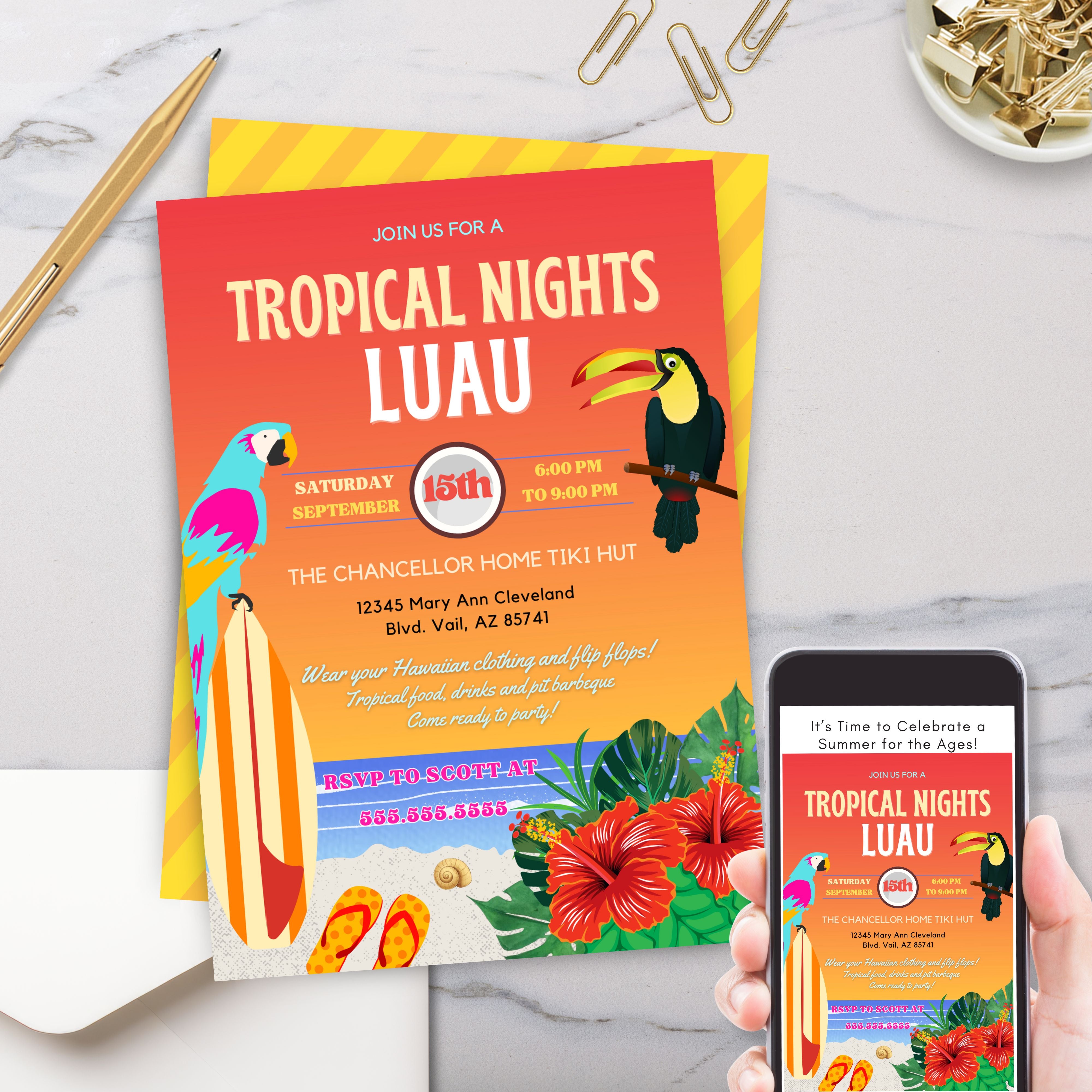 Hawaiian Luau Party Invite – Simple Desert Designs