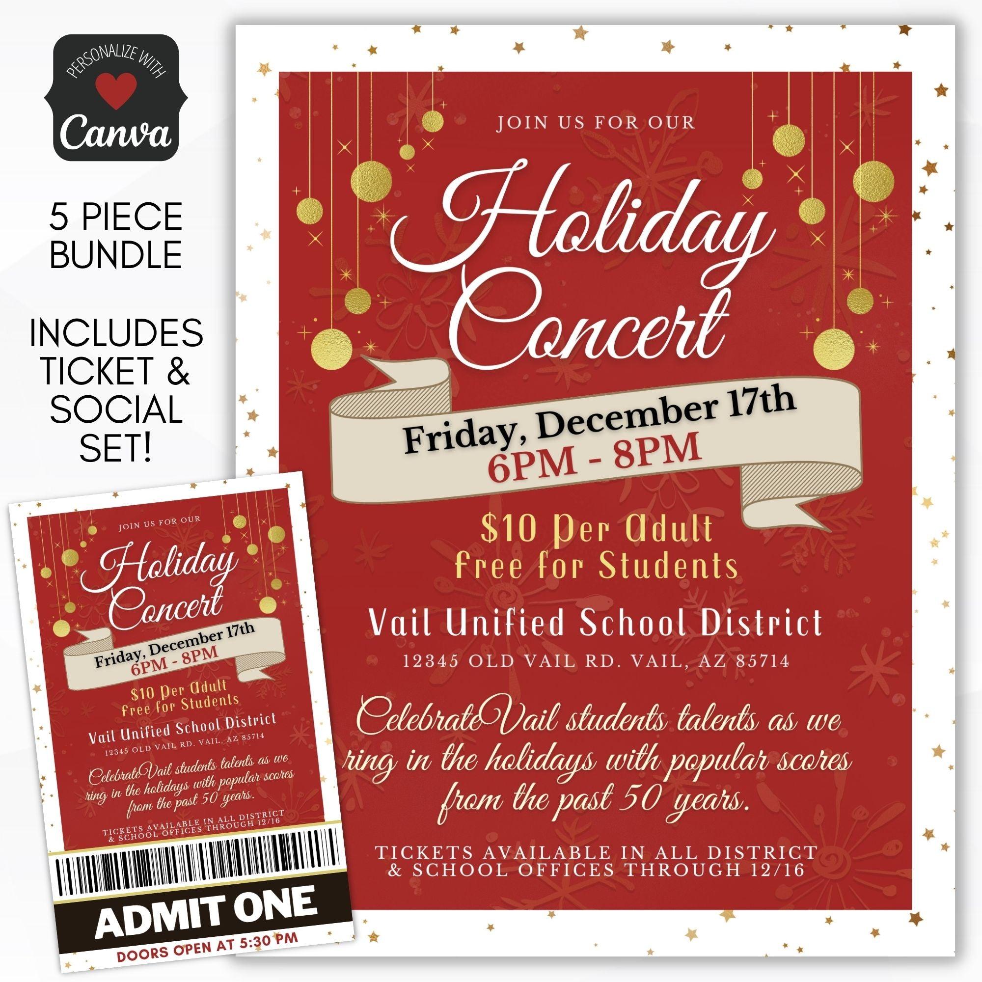 Holiday Concert Flyer Ticket Bundle – Simple Desert Designs