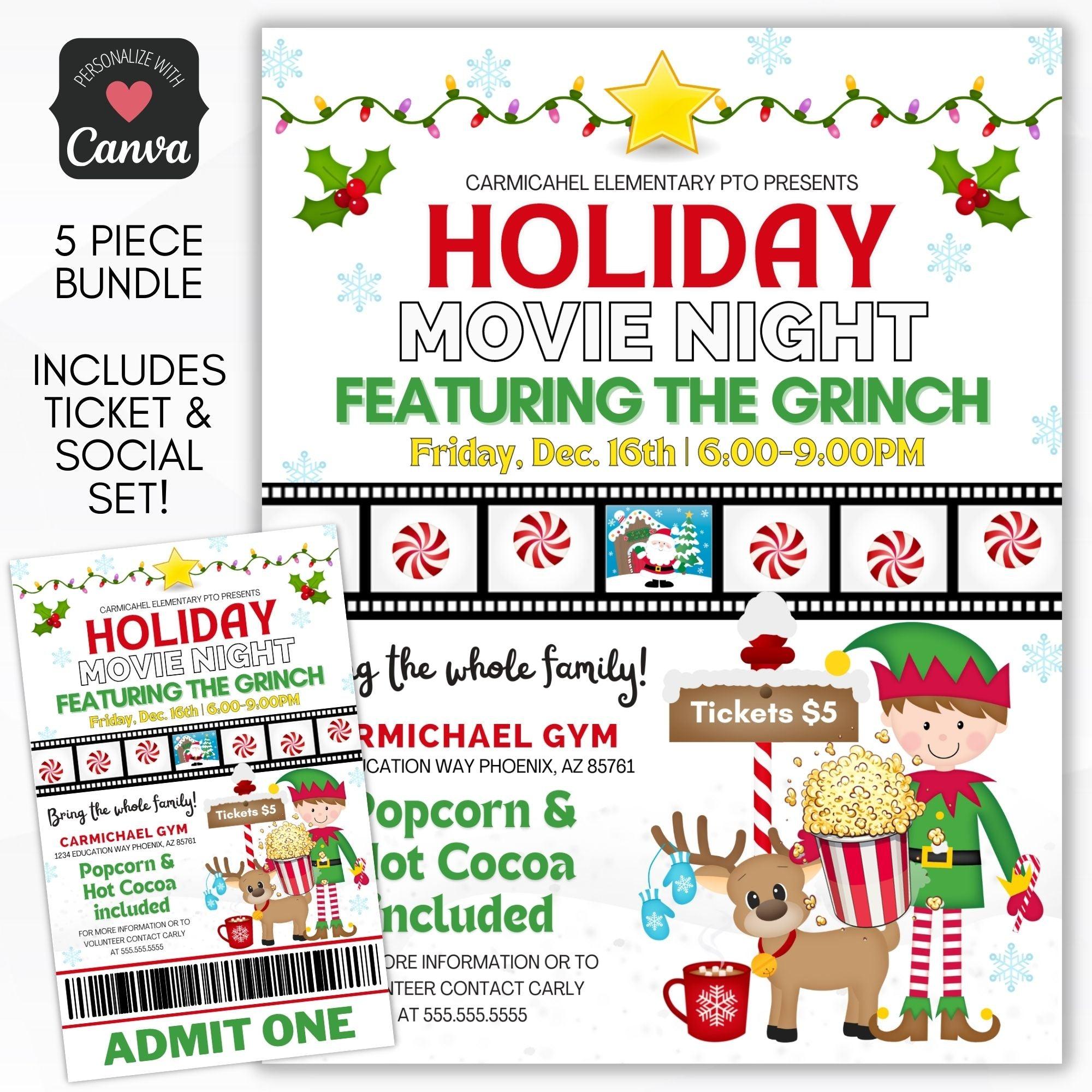Holiday Movie Night Flyer Ticket Bundle – Simple Desert Designs