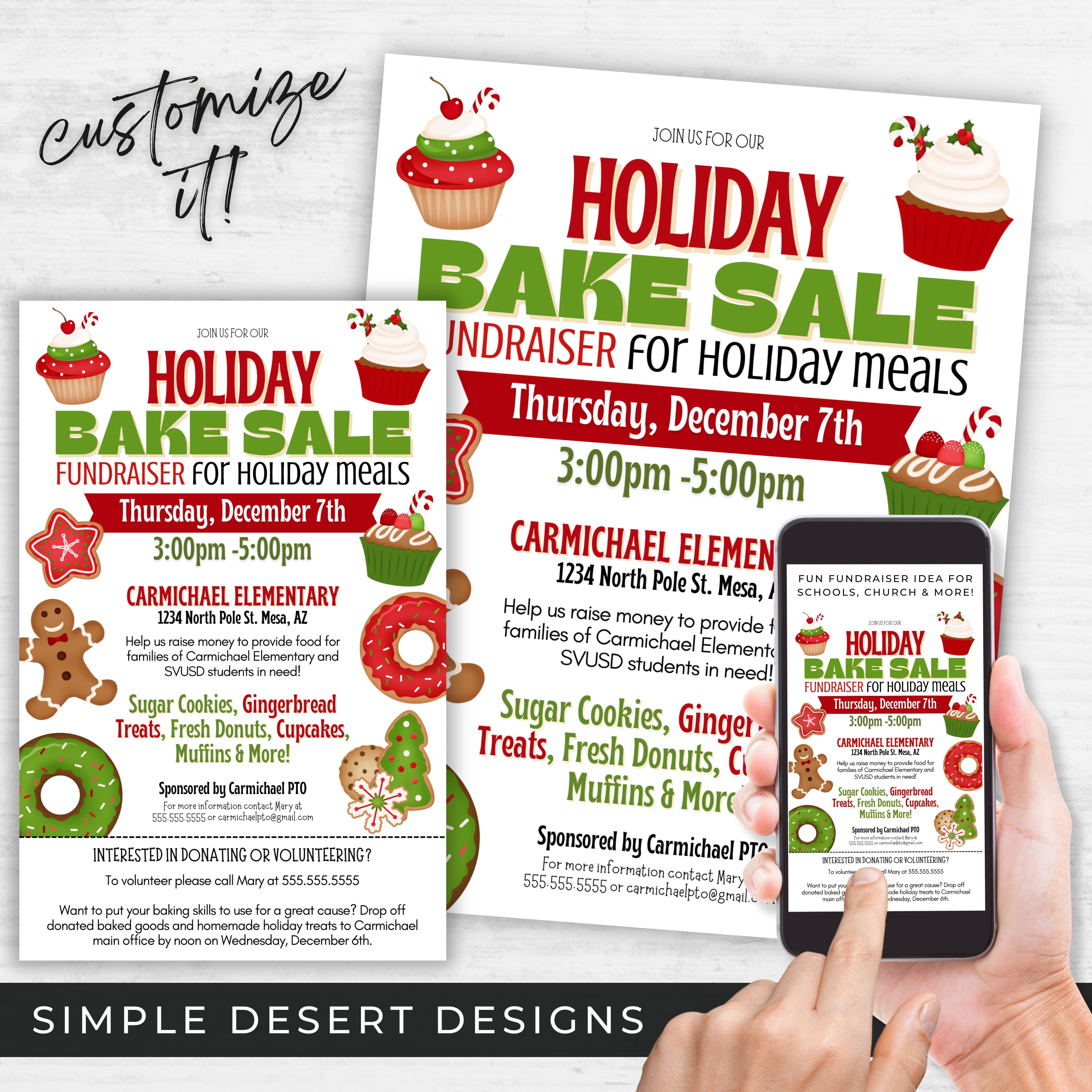 Holiday Bake Sale Flyer Set – Simple Desert Designs
