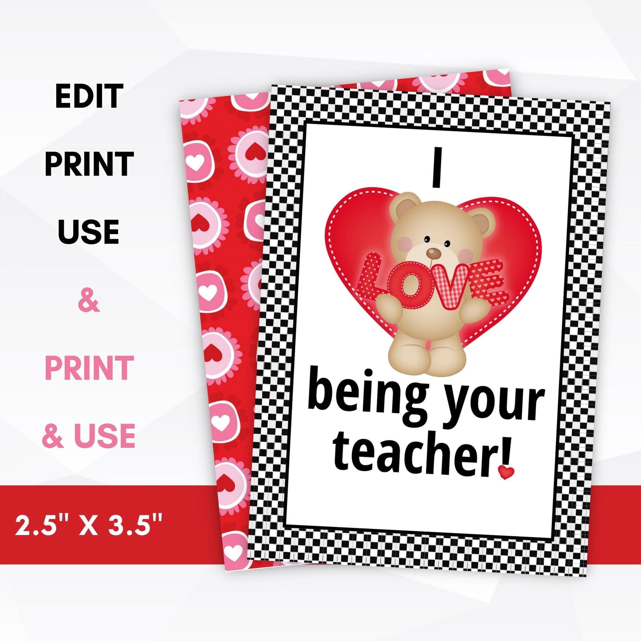 Valentine Teacher Tags Printable Template - Simple Desert Designs