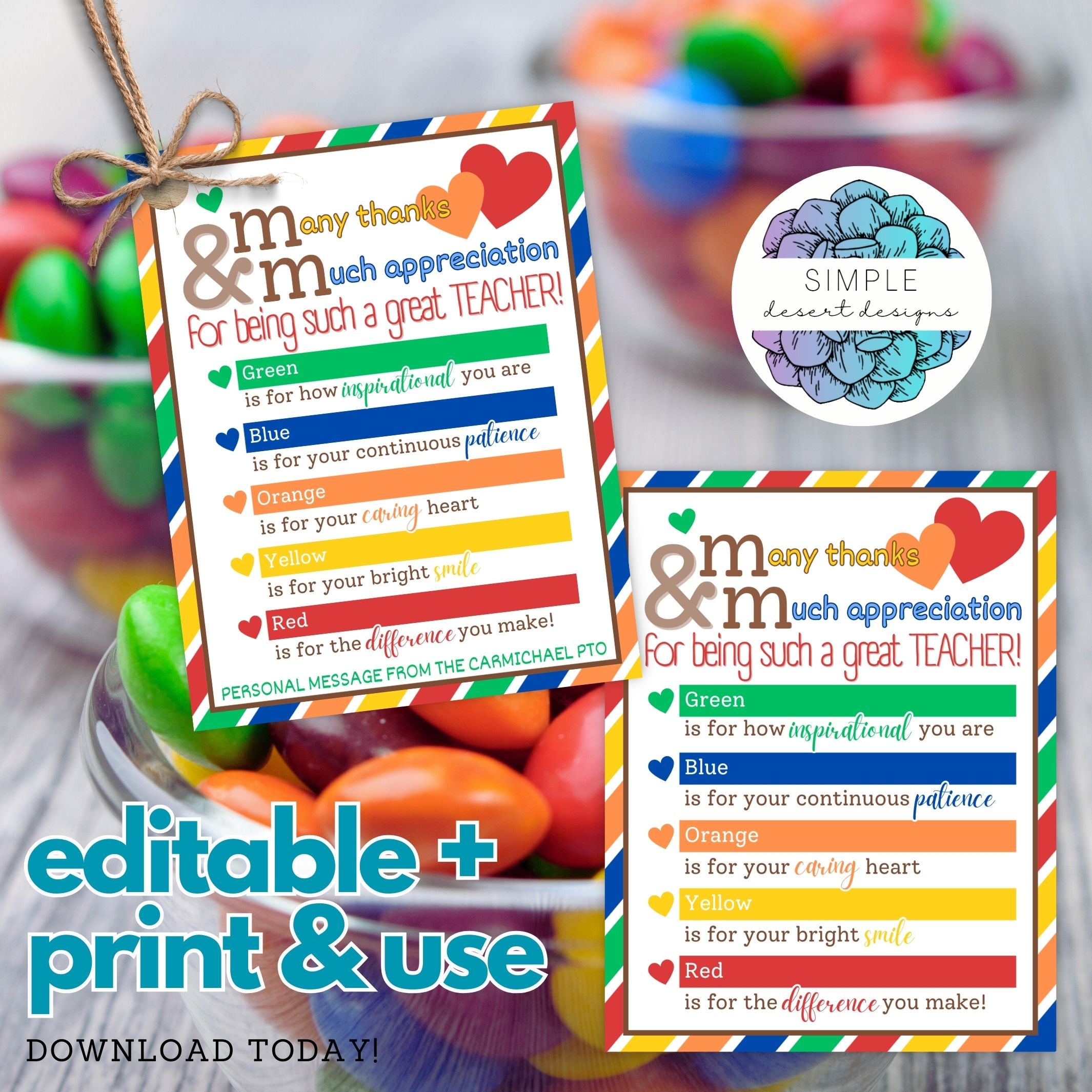 Many Thanks Much Appreciation Candy Grams – Simple Desert Designs