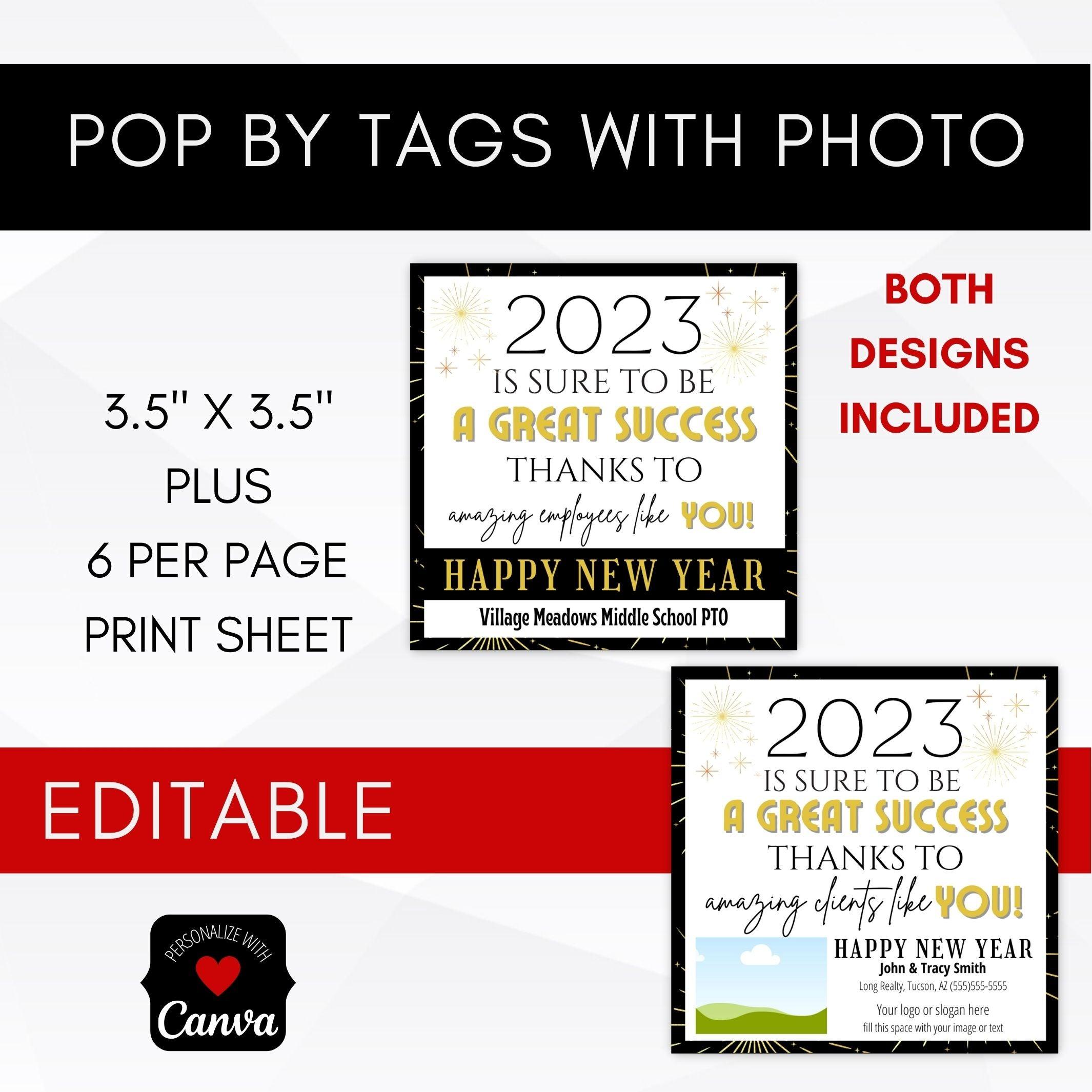 New Year Pop By Tags Editable Square – Simple Desert Designs