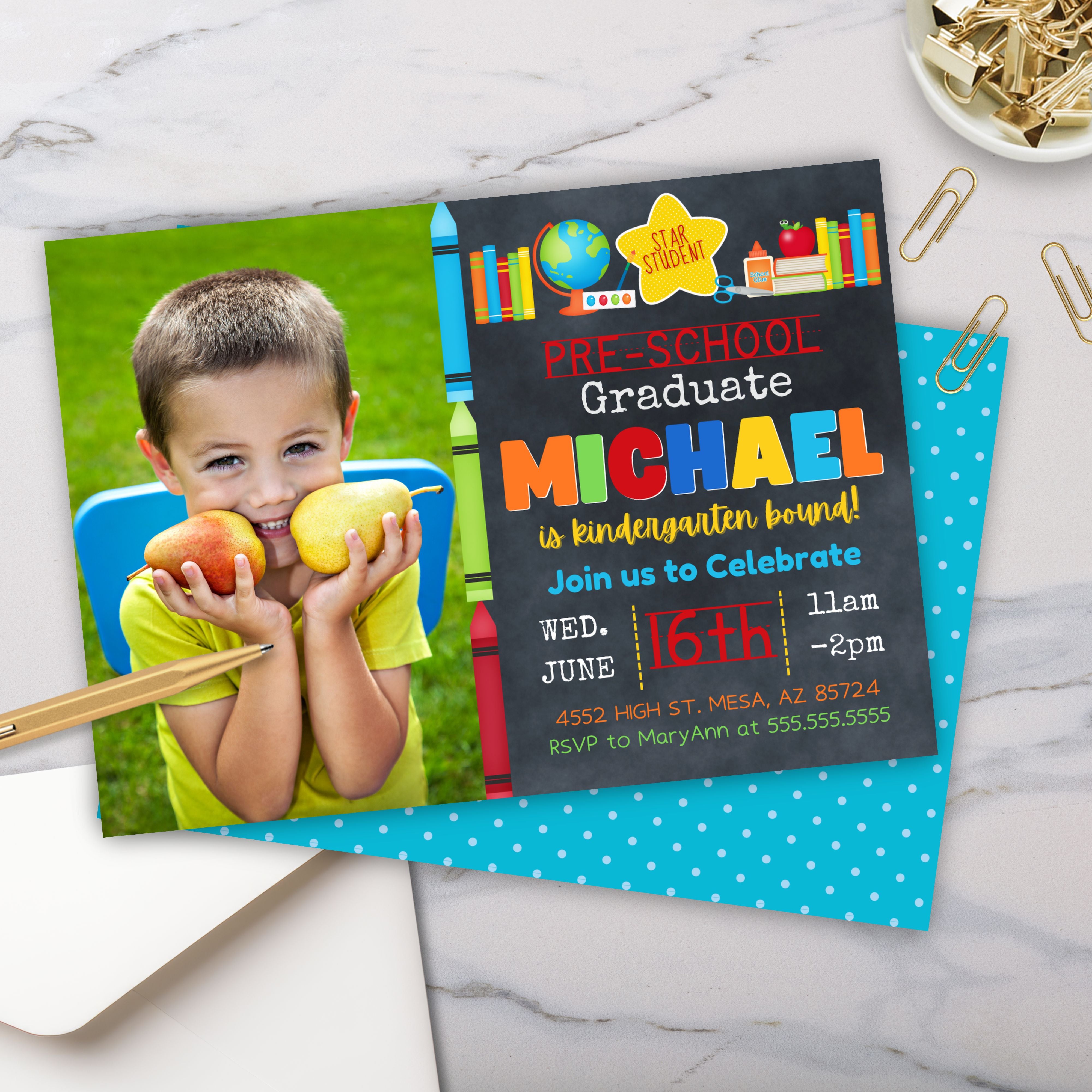 Preschool Graduation Invitations Boy Kindergarten Graduation