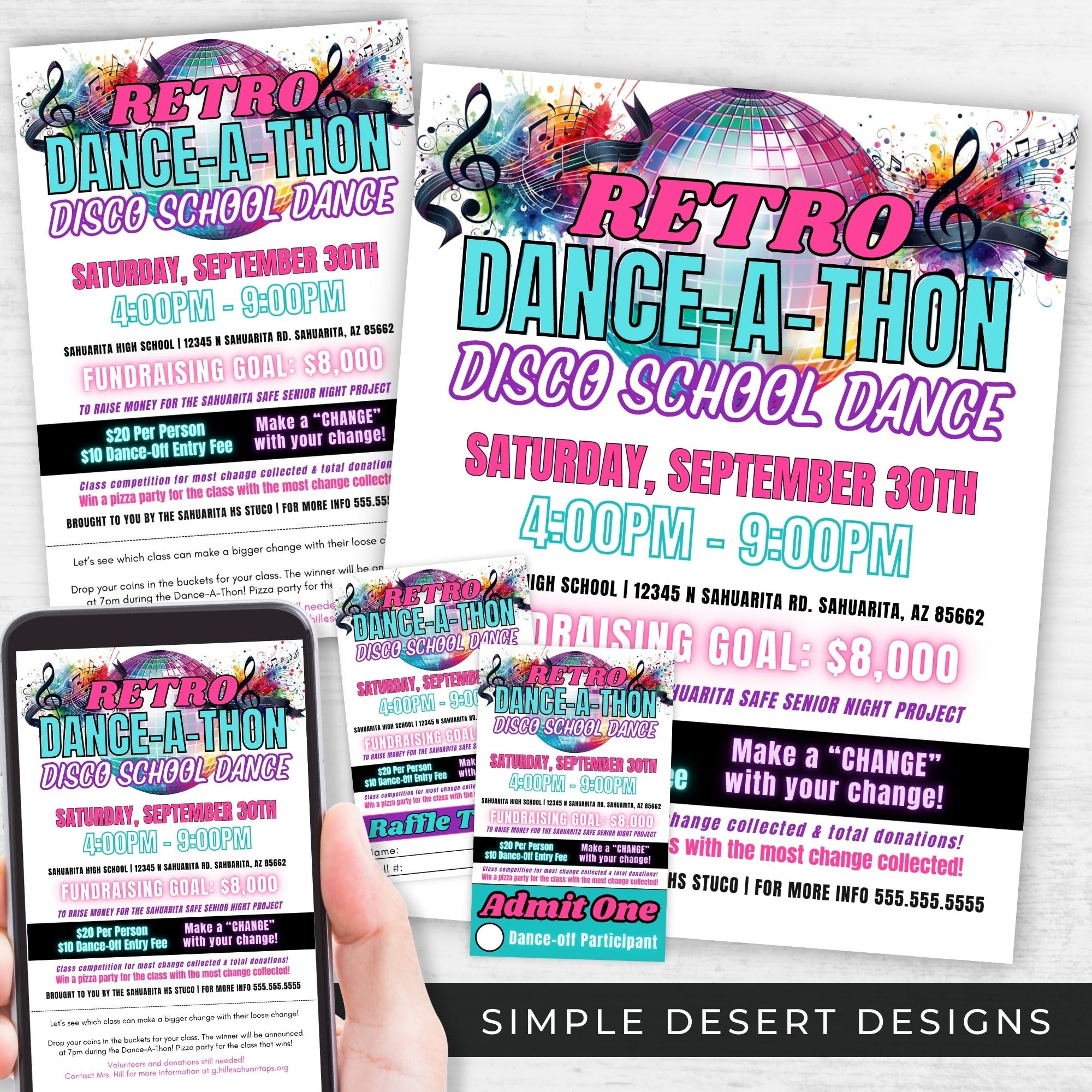 Retro Danceathon Disco School Dance Bundle – Simple Desert Designs