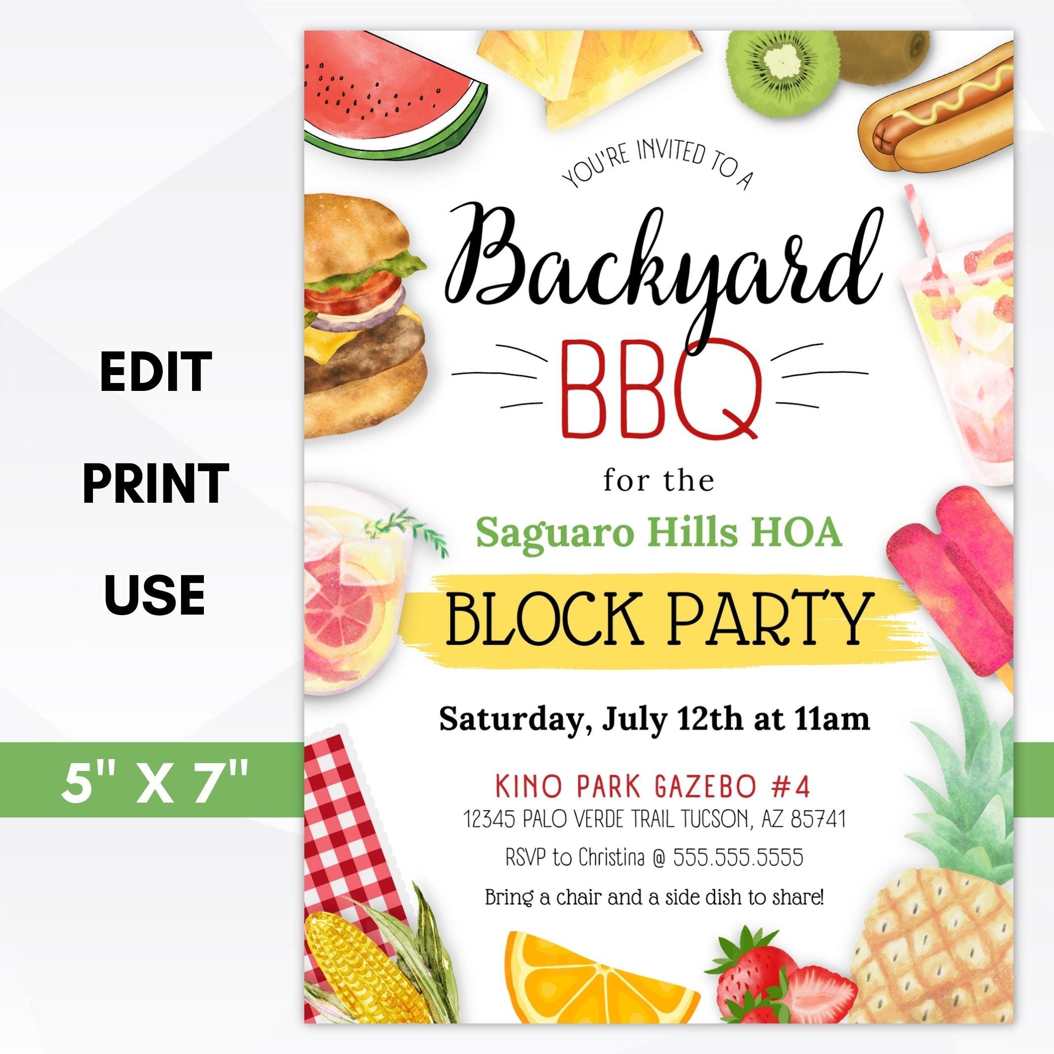 Summer Block Party Invitation Template