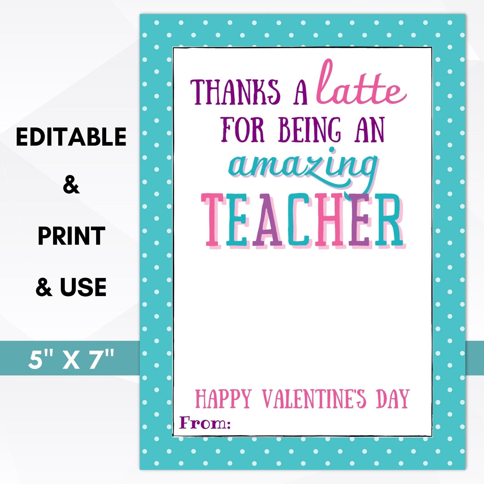 Editable Teacher Coffee Gift Card Holder - Simple Desert Designs