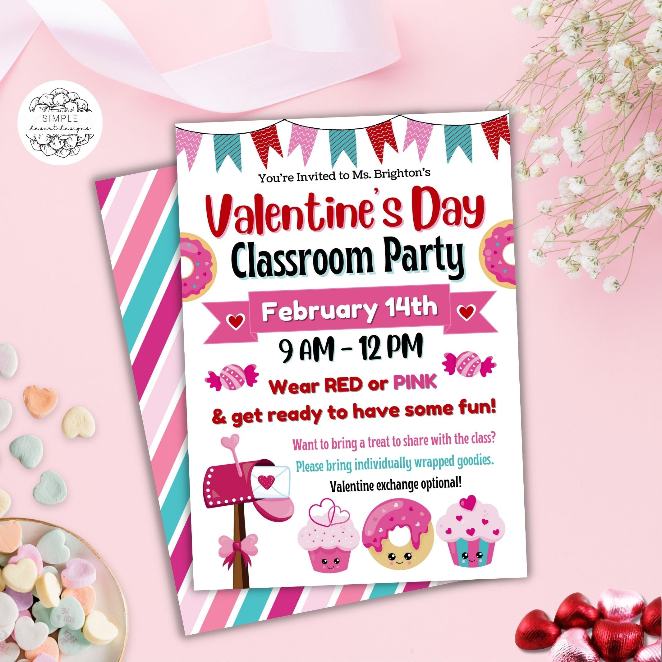 Valentines Classroom Party Invite – Simple Desert Designs
