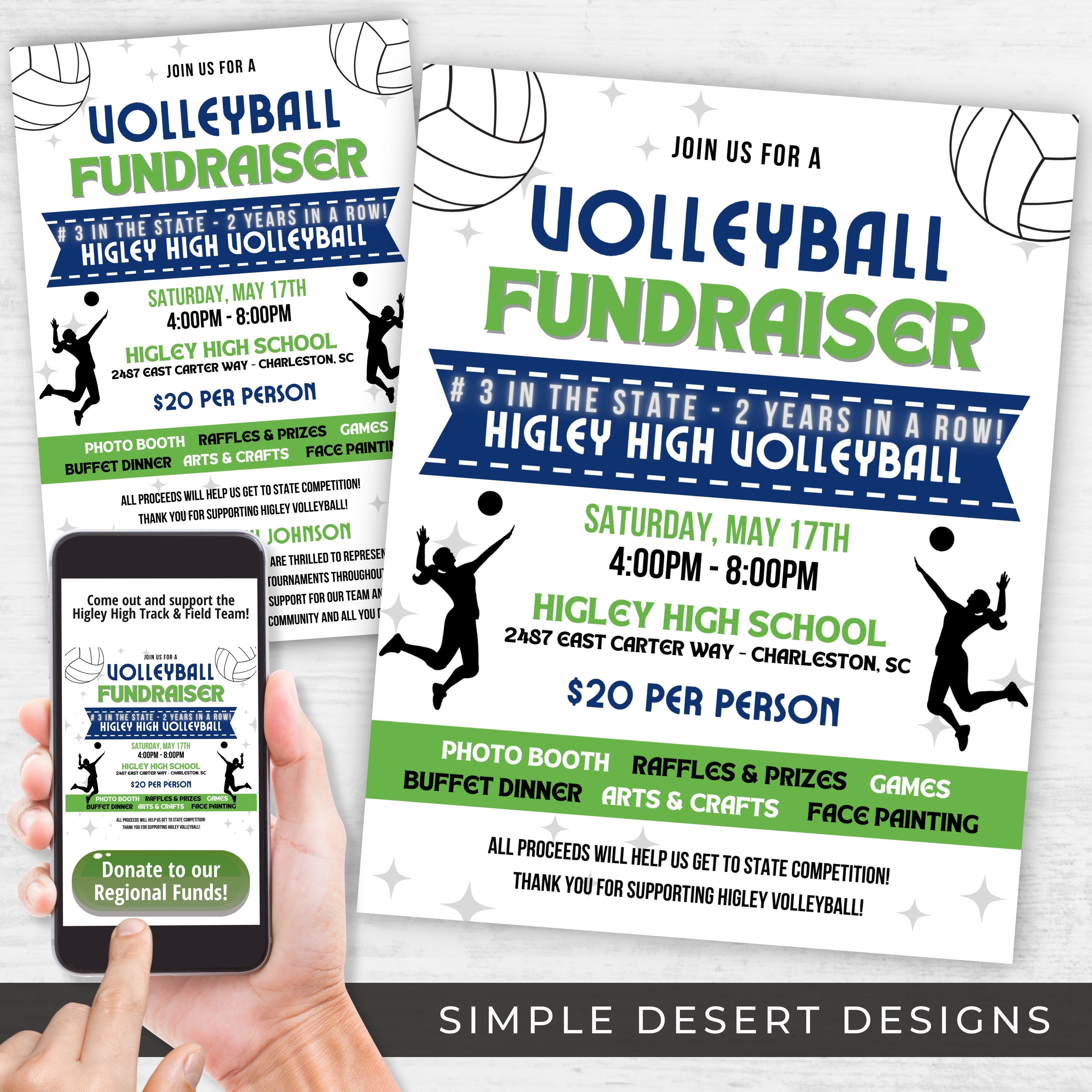 Customizable Volleyball Fundraiser Flyers – Simple Desert Designs