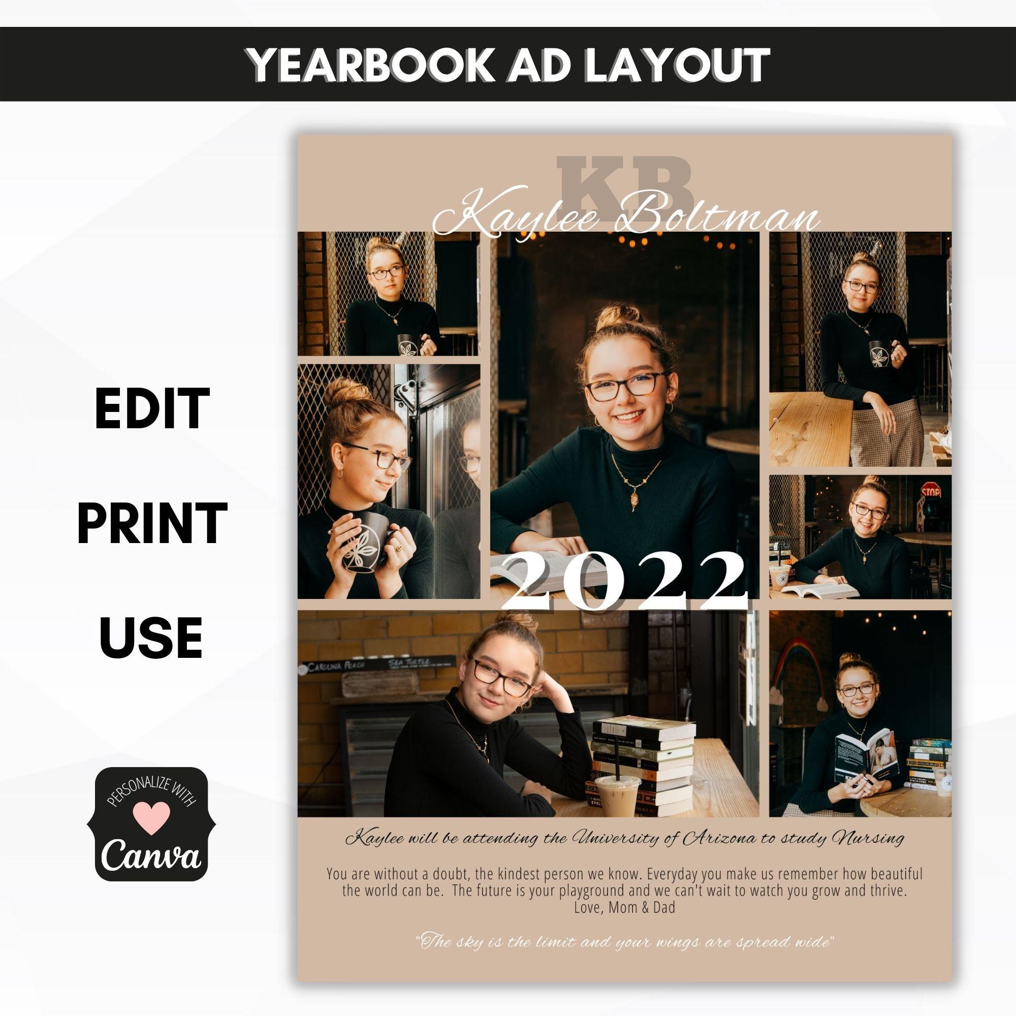 High School Senior Yearbook AD Template – Simple Desert Designs