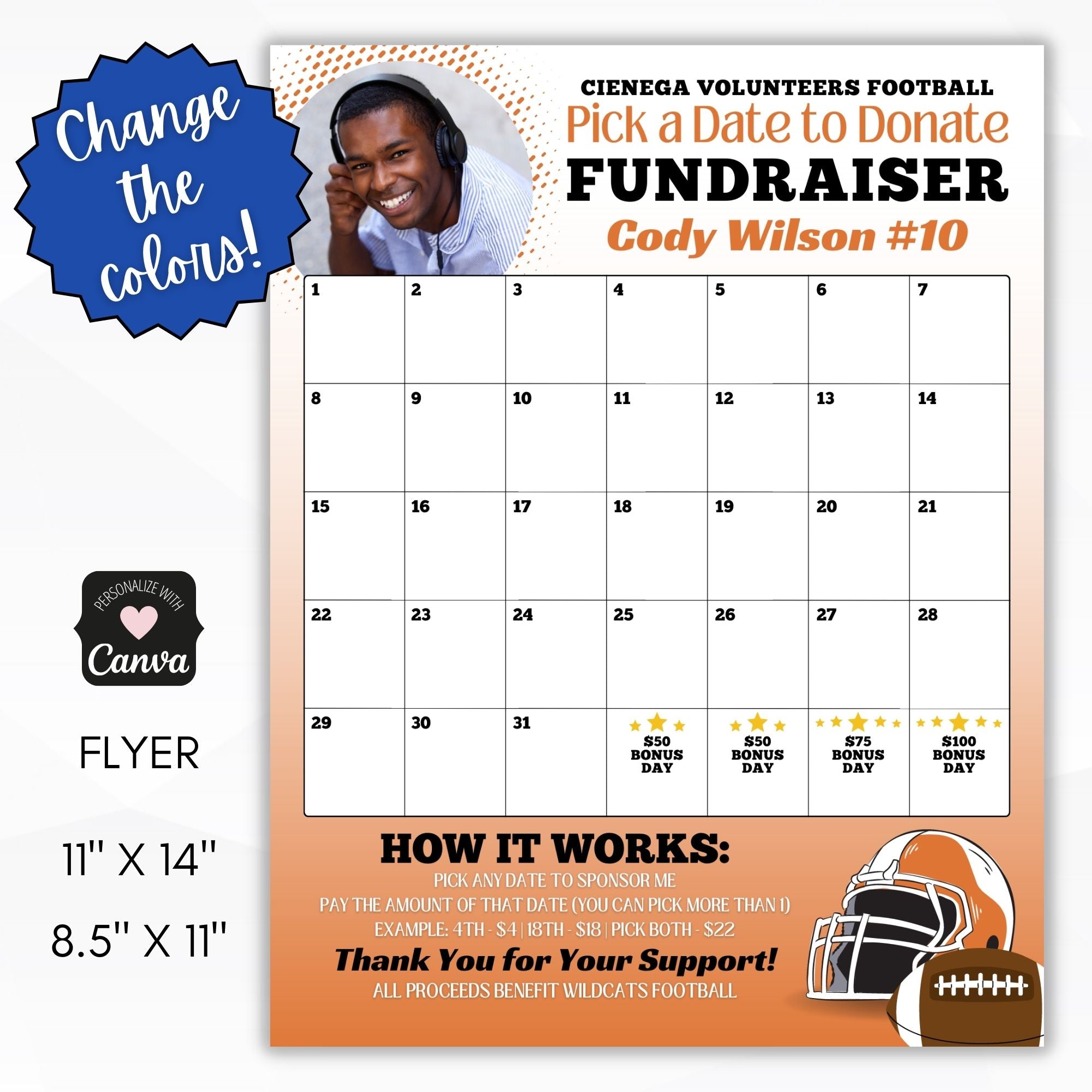 Football Calendar Fundraiser Pick A Date – Simple Desert Designs