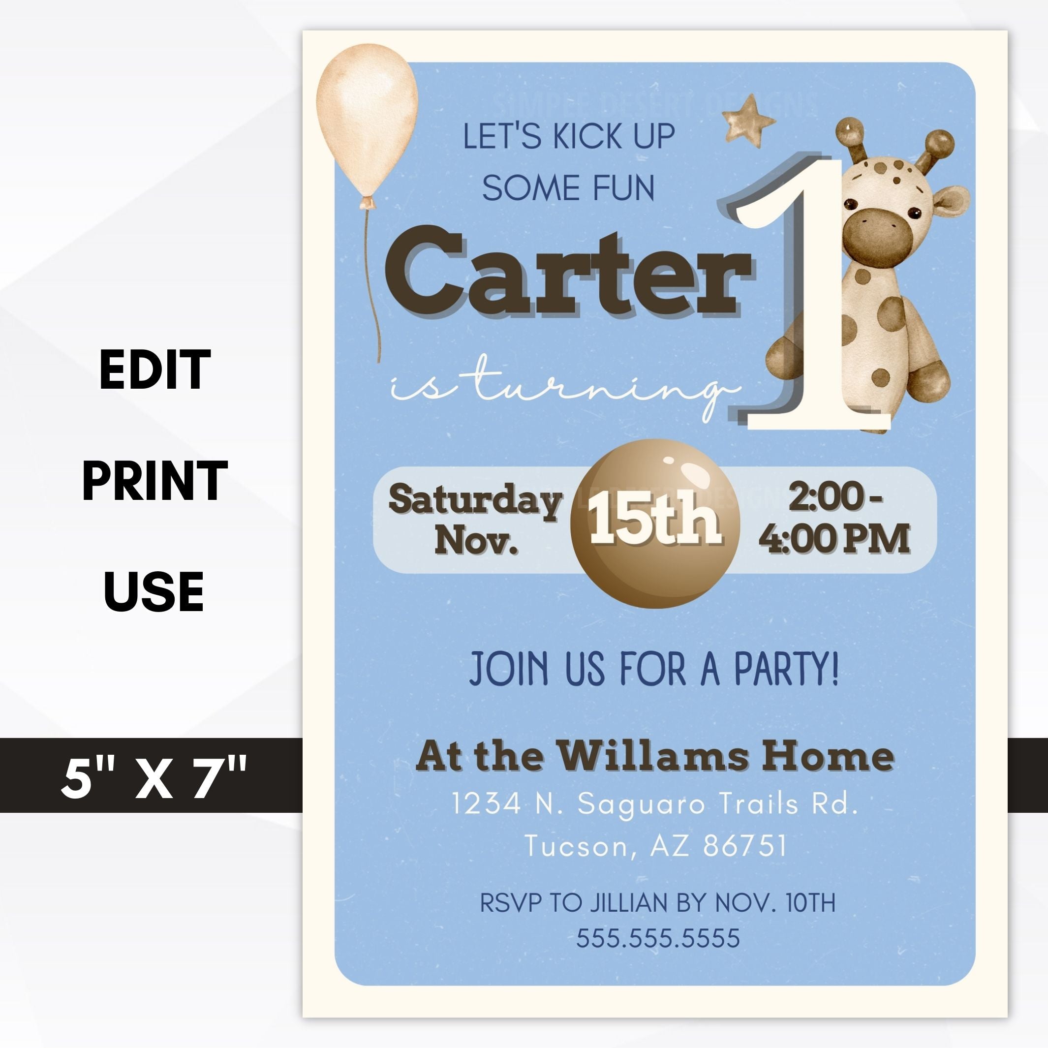 Editable 1st Birthday Invitation Cards Templates