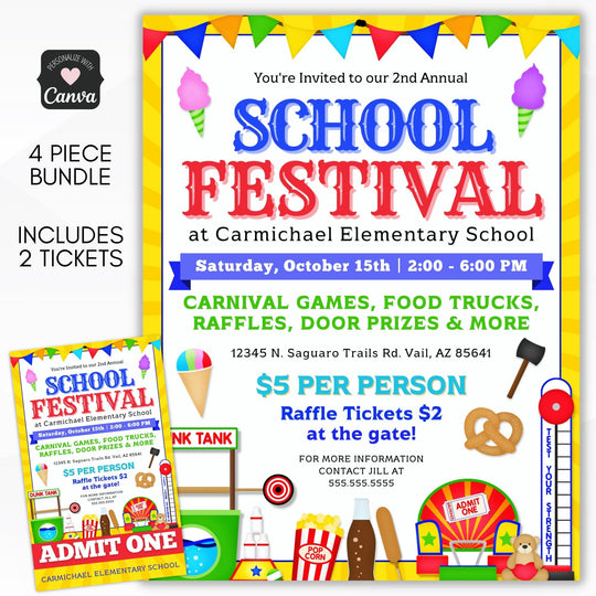 Colorful School Festival Flyer Bundle – Simple Desert Designs