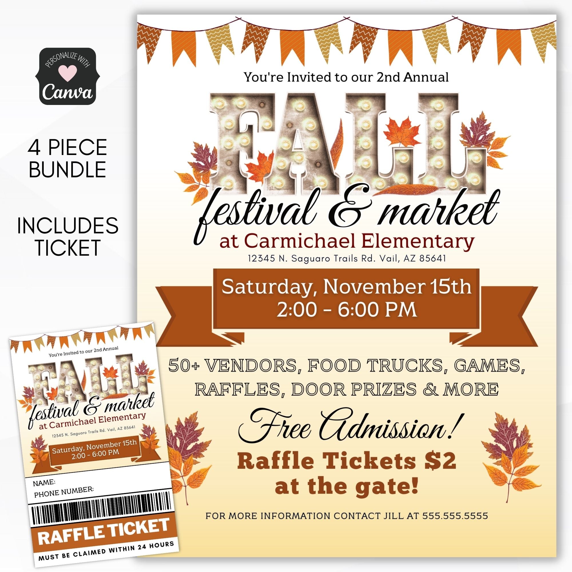 Vintage Fall Festival Flyer Poster Ticket – Simple Desert Designs
