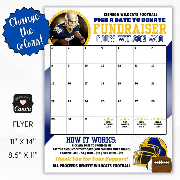 Football Calendar Fundraiser Pick a Day – Simple Desert Designs