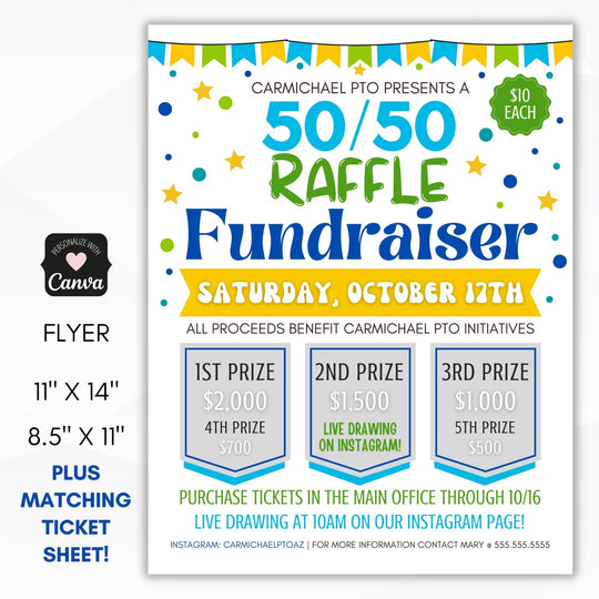 50 50 Raffle Flyer Template – Simple Desert Designs