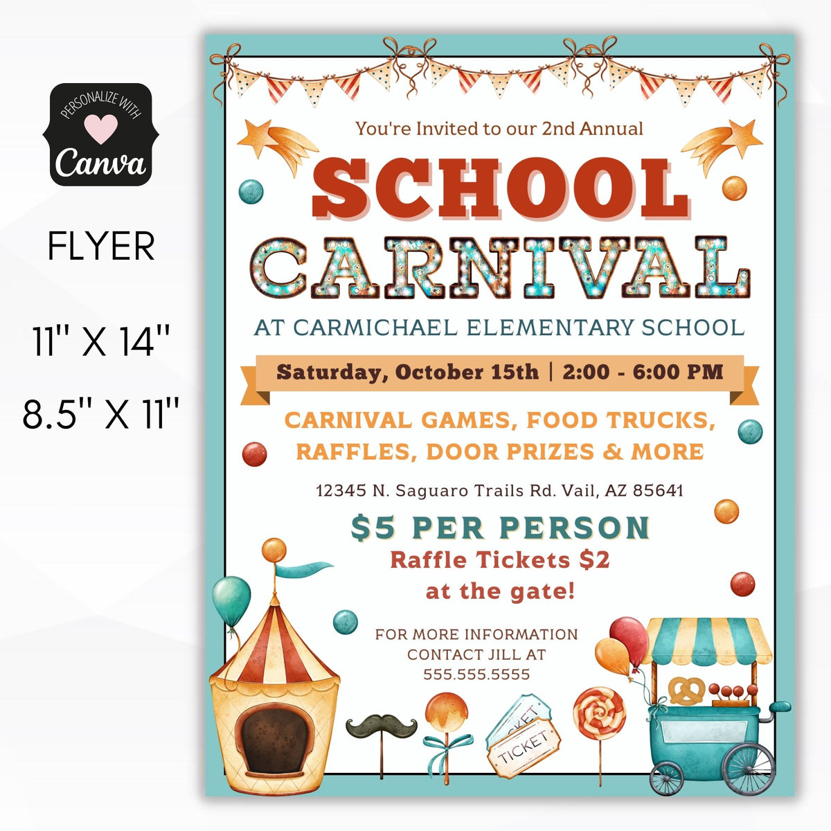 Editable School Carnival Flyer Set - Simple Desert Designs