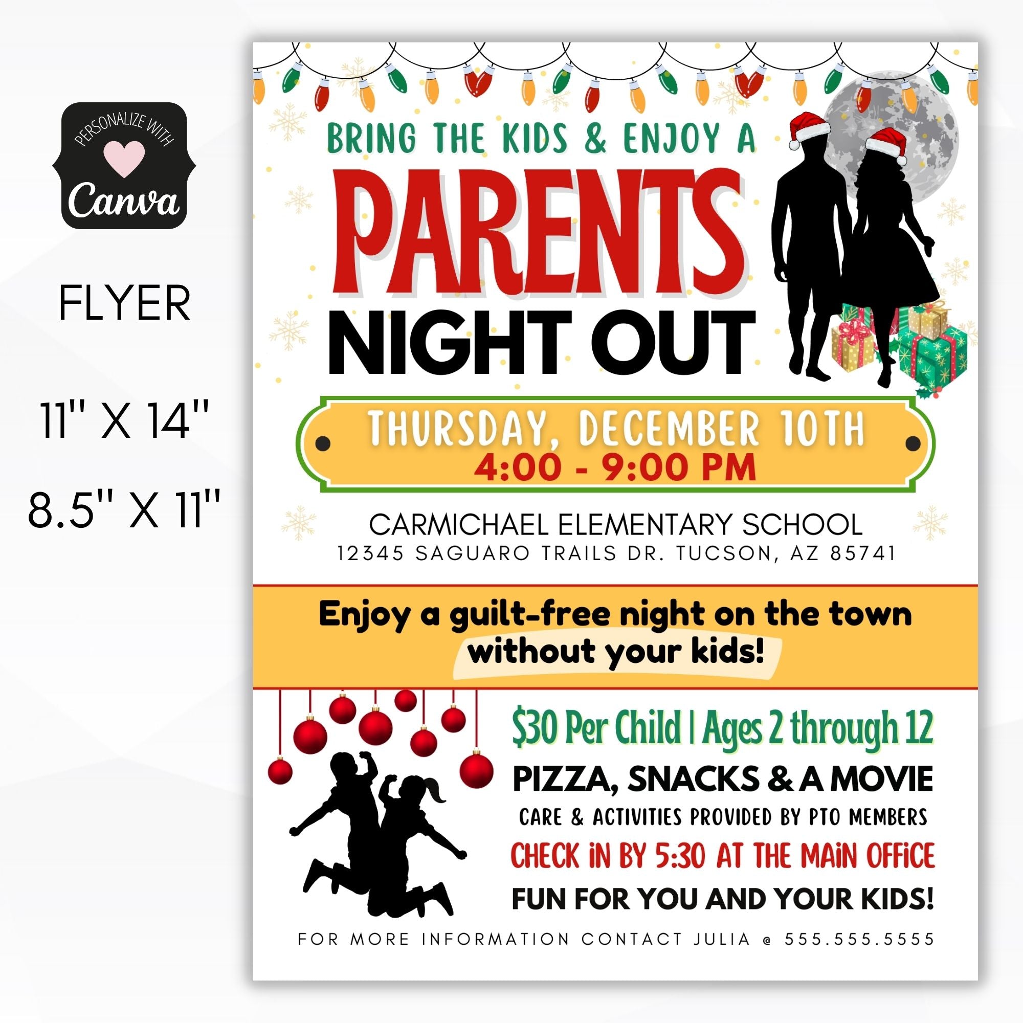 Holiday Parents Night Out Flyer – Simple Desert Designs