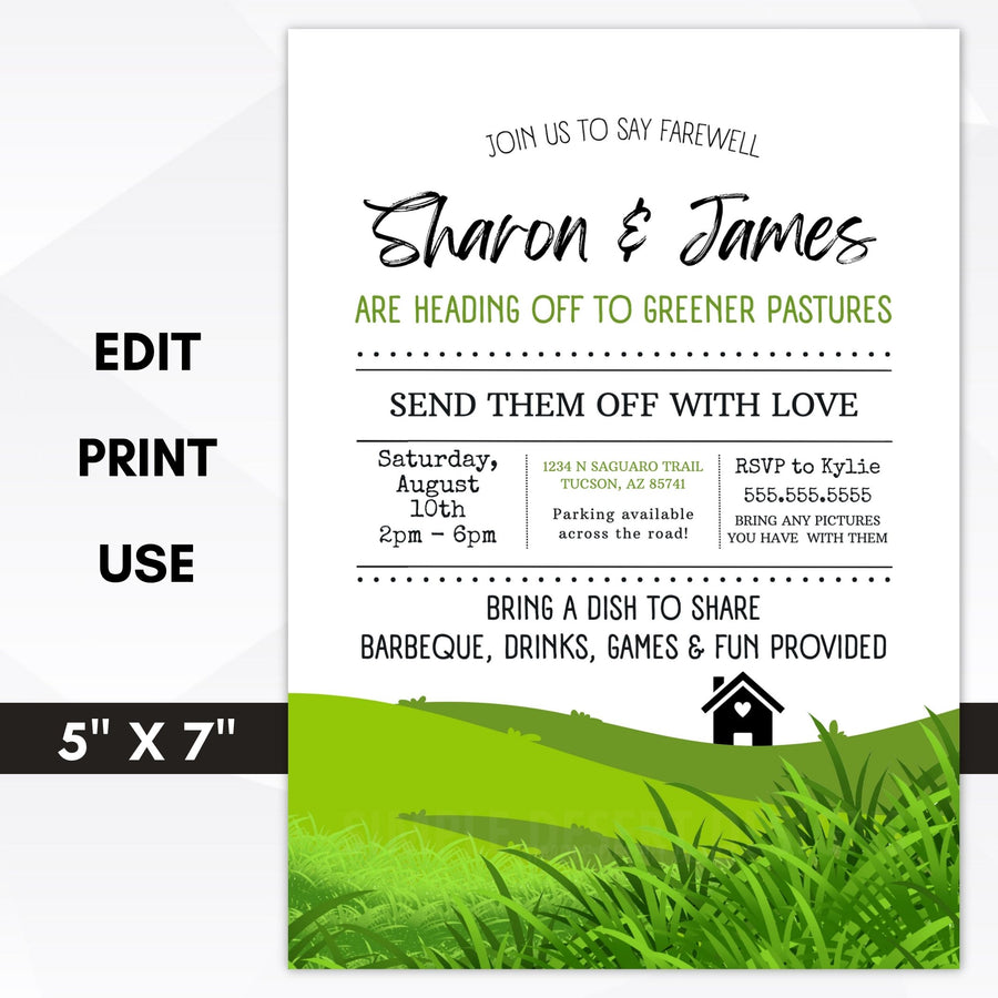 Greener Pastures Farewell Invitation – Simple Desert Designs